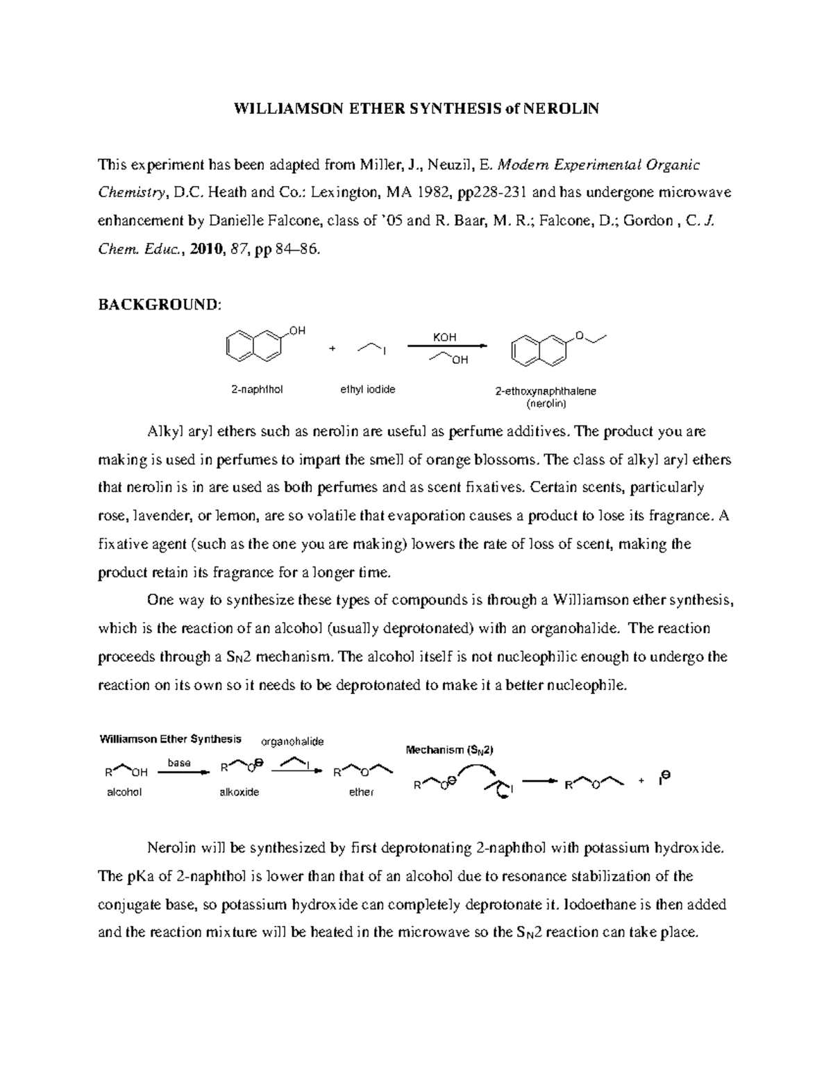 Exp 6: Williamson Ether Synthesis of Nerolin Using Microwave ...