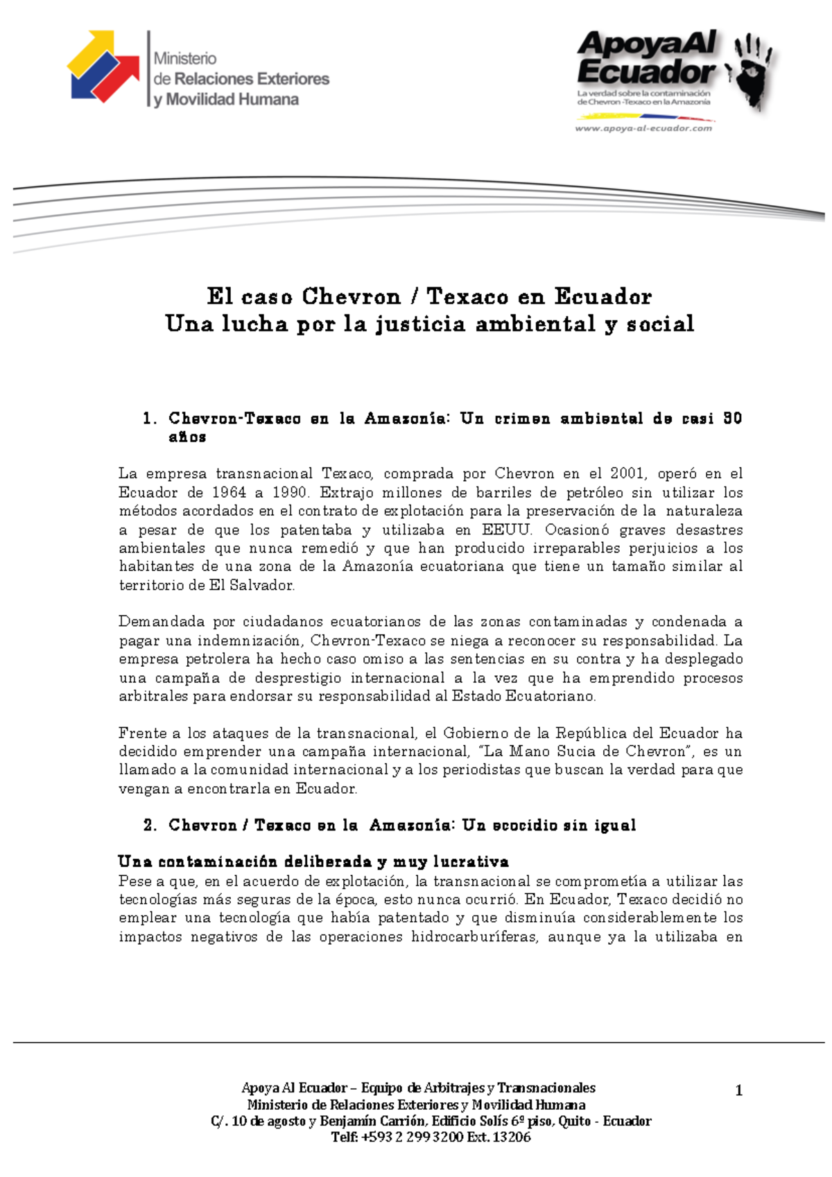 Título: Análisis del Caso Chevron-Texaco en Ecuador: Justicia Ambiental ...
