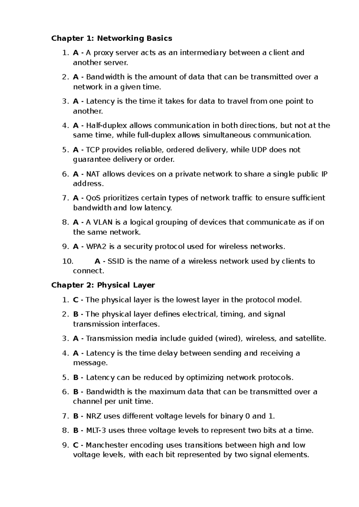 Chapter 1 & 2: Networking Basics & Physical Layer - Baitap - Studocu