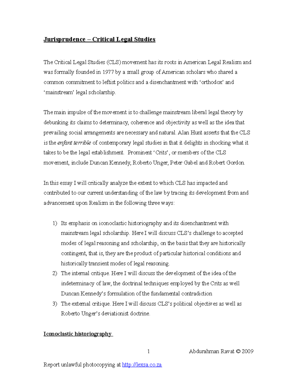 (3) Juris - CLS - Examining the Impact of Critical Legal Studies on Law ...