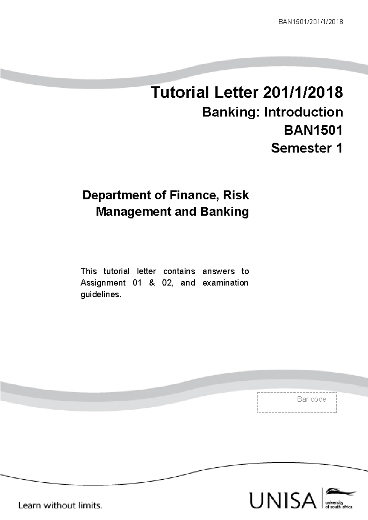 Exam Paper 3 - BAN1502 - BAN3702 - Studocu