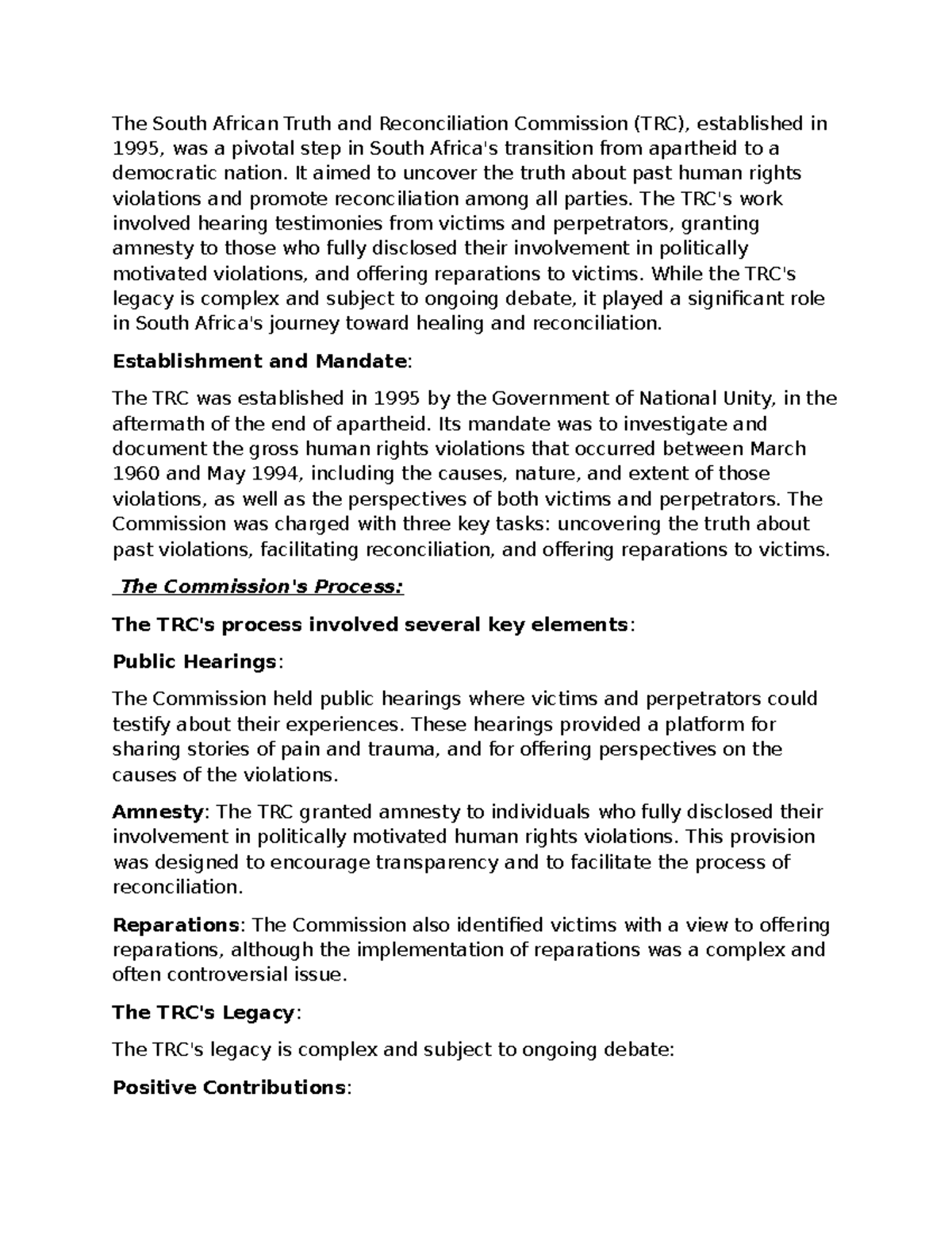 TRC 1995: Exploring the Legacy of South Africa's Reconciliation Efforts ...