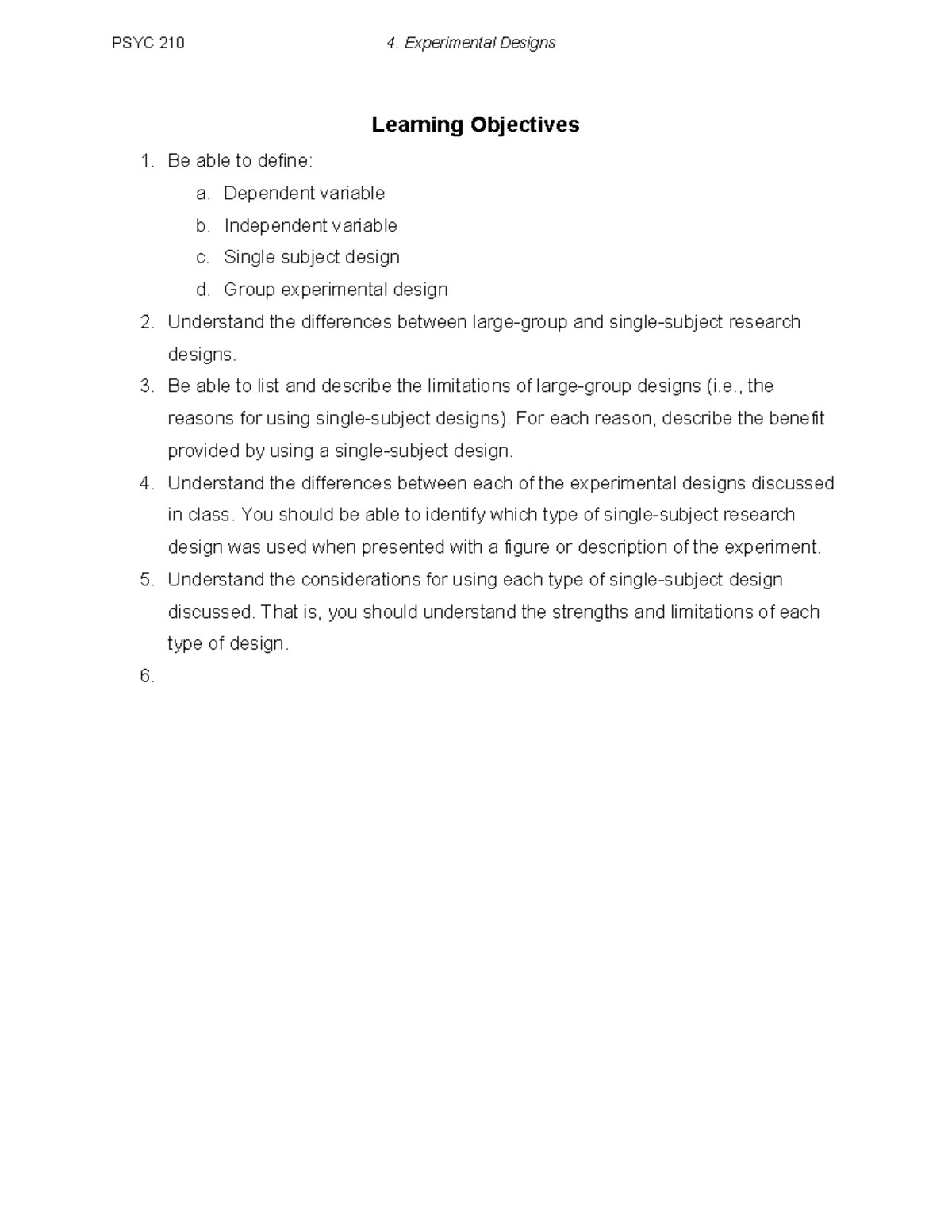 PSYC 210 4: Guided Notes on Experimental Designs & Single-Subject ...