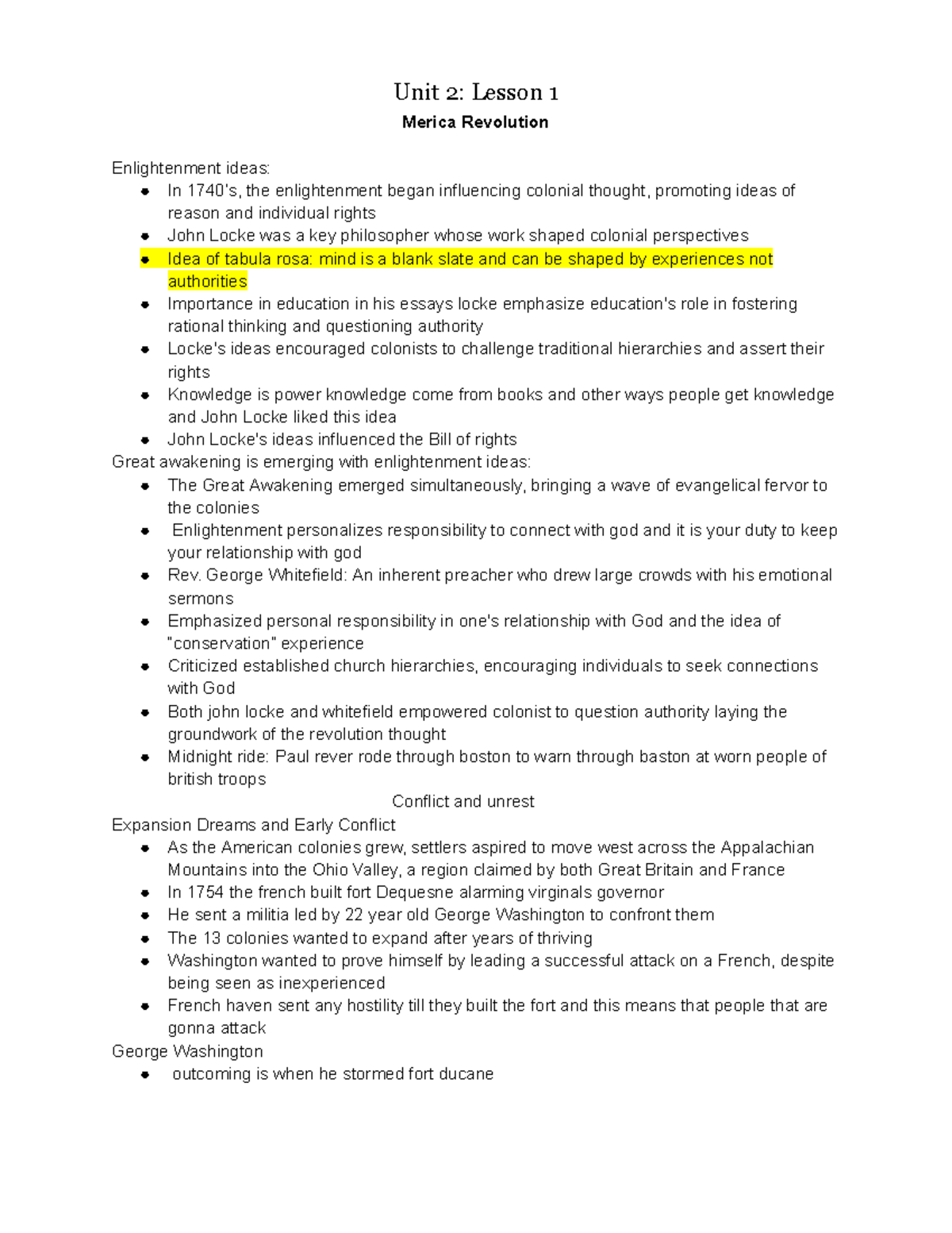 American Revolution: Key Events & Ideologies - Unit 2 Notes - Studocu