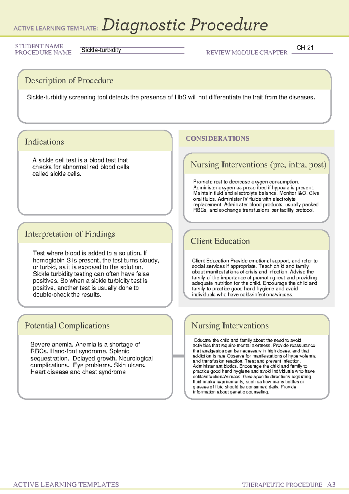 Diagnostic Procedures for Sickle-Turbidity Testing: A Review - Studocu
