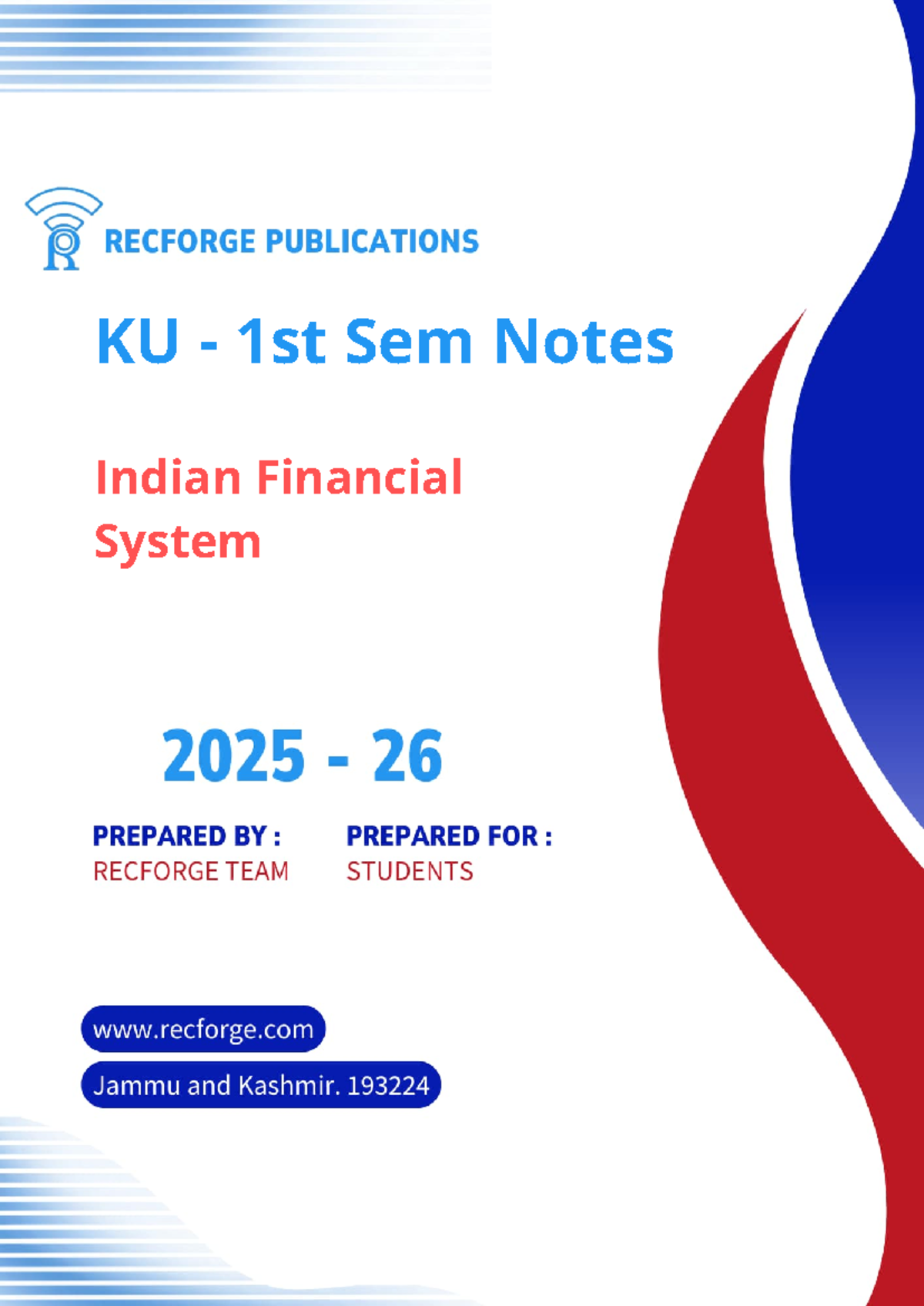 BCom 1st Sem Minor Notes on Indian Financial System - Studocu