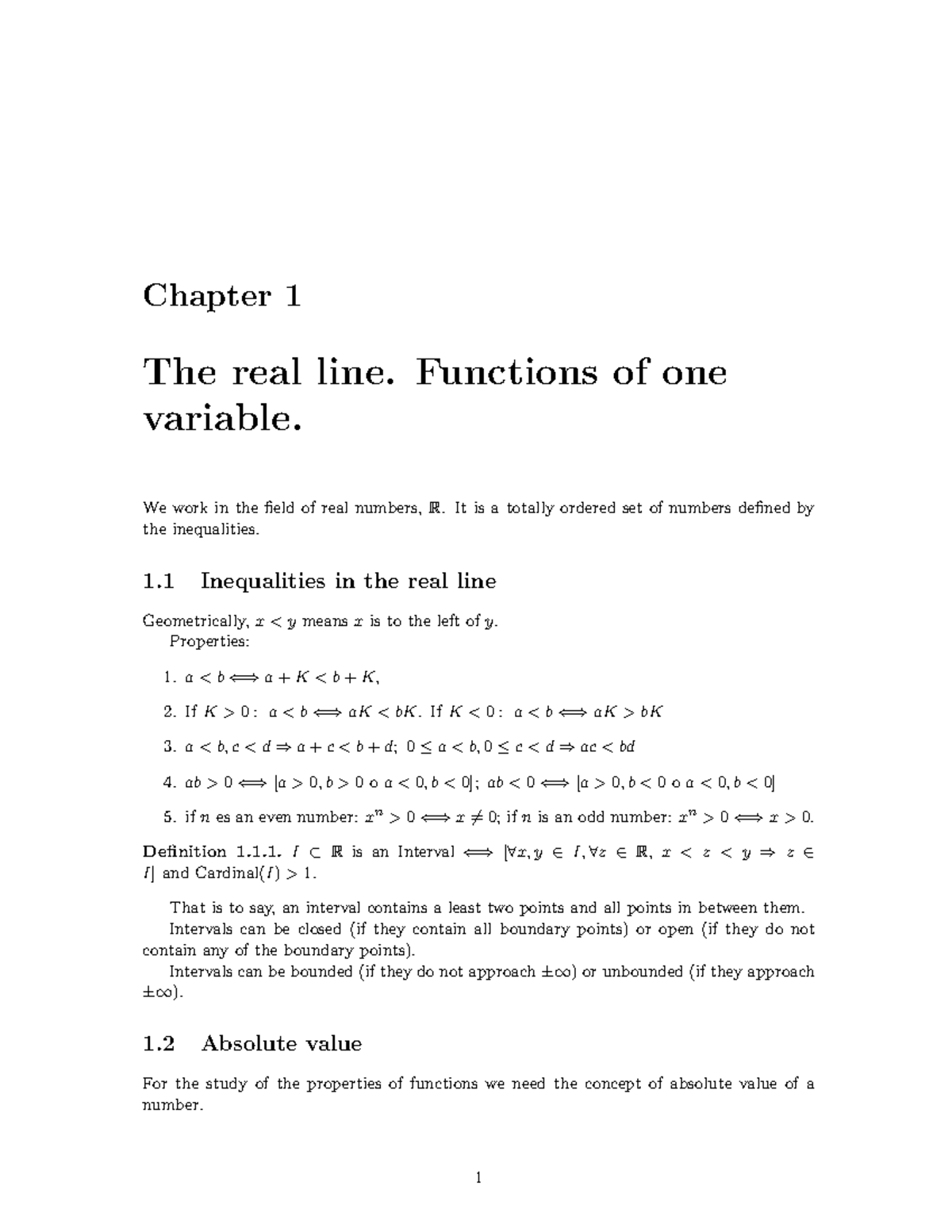 Mathematics I EN: Chapter 1 - The Real Line and Functions of One ...