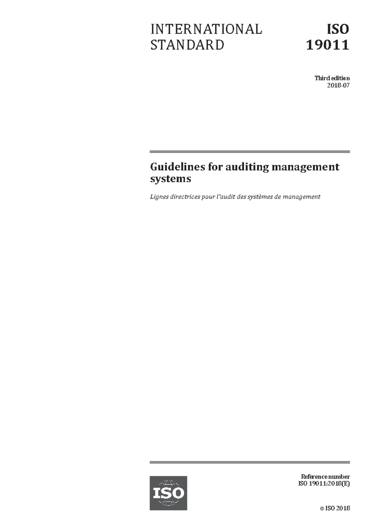 ISO 19011:2018 Guidelines for Auditing Management Systems - Studocu