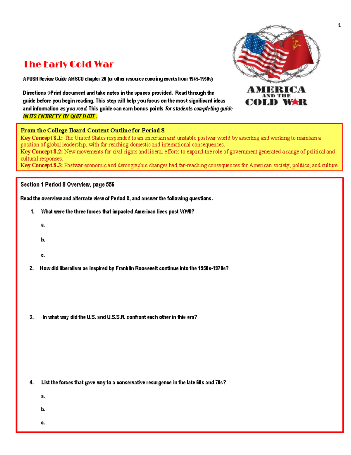 APUSH Review Guide: The Early Cold War (Chapter 26) - Studocu