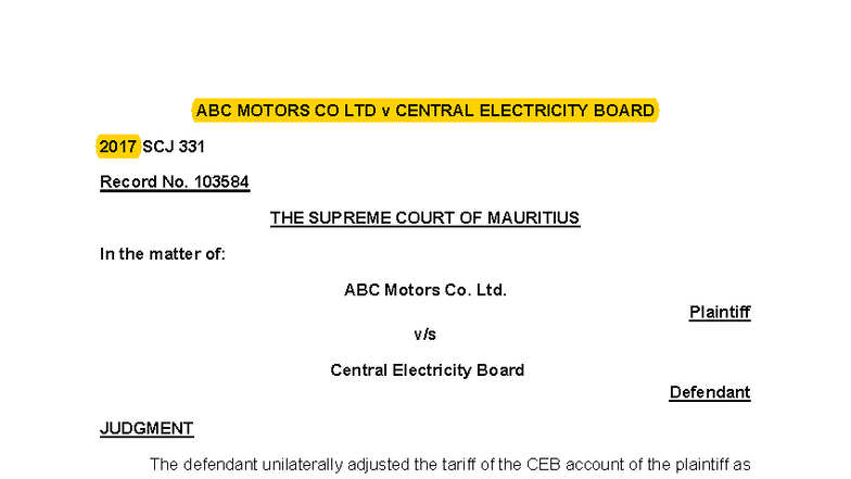 ABC Motors Co. Ltd v CEB 2017: Judgment on Prescription under Art 2279 ...