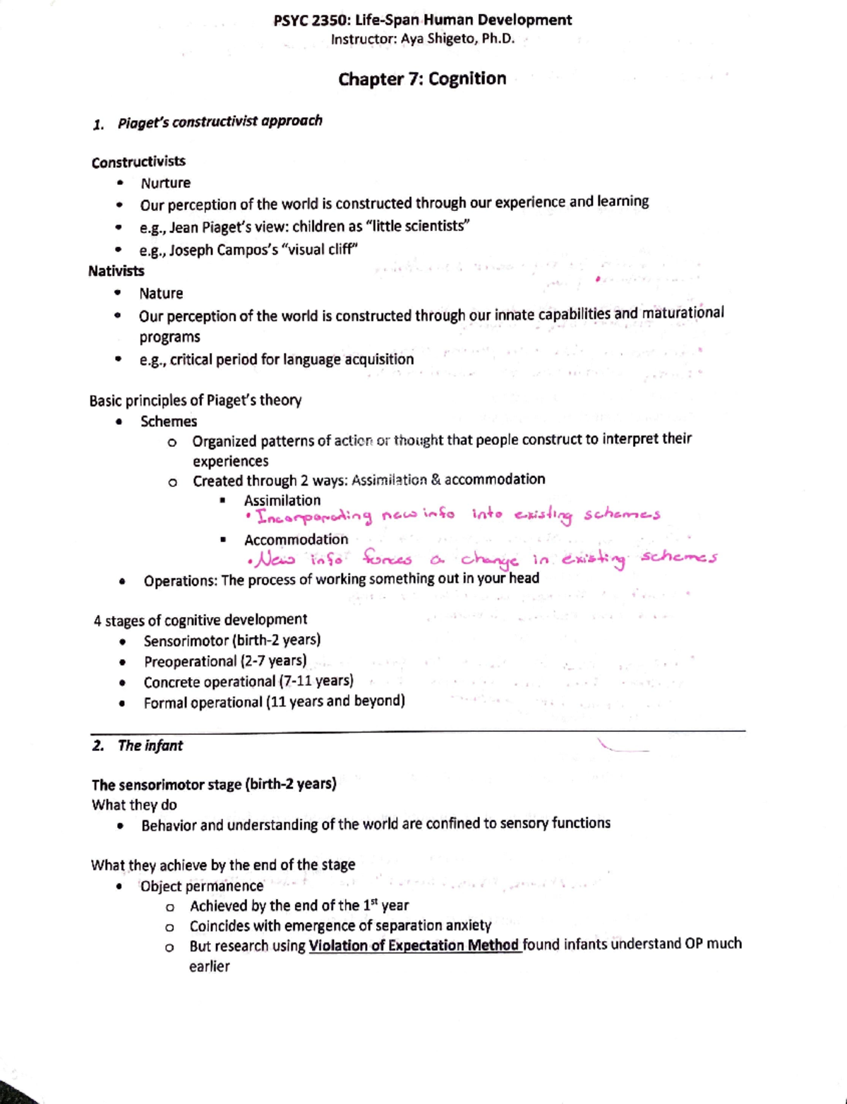 PSYC2350: Life-Span Development Chapter 7 - Cognition Insights - Studocu