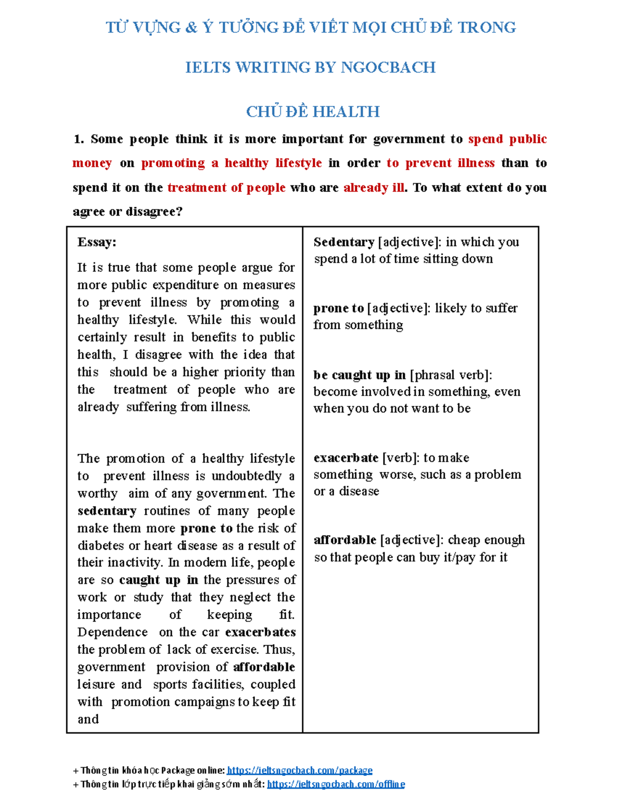 SÁCH Ý TƯỞNG TỪ VỰNG CHO IELTS WRITING - NGOCBACH - Studocu