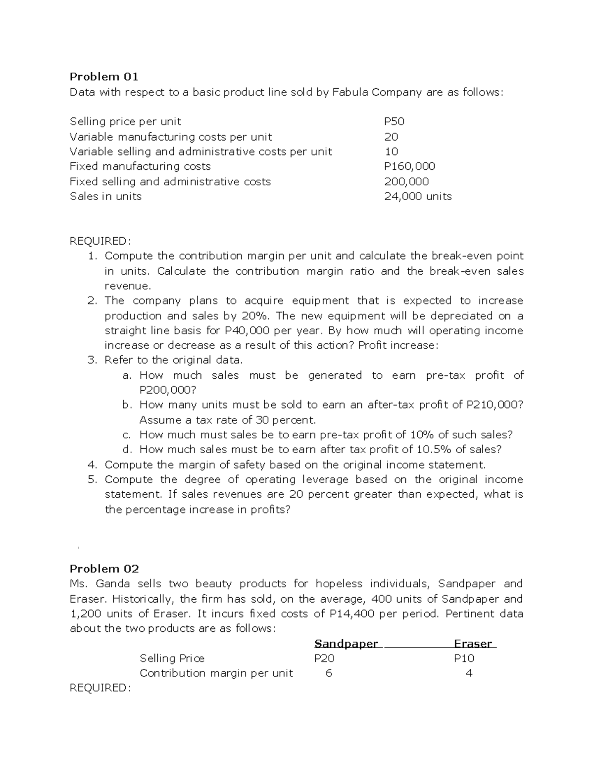 Lesson 02: Cost-Volume-Profit Analysis & Financial Calculations - Studocu