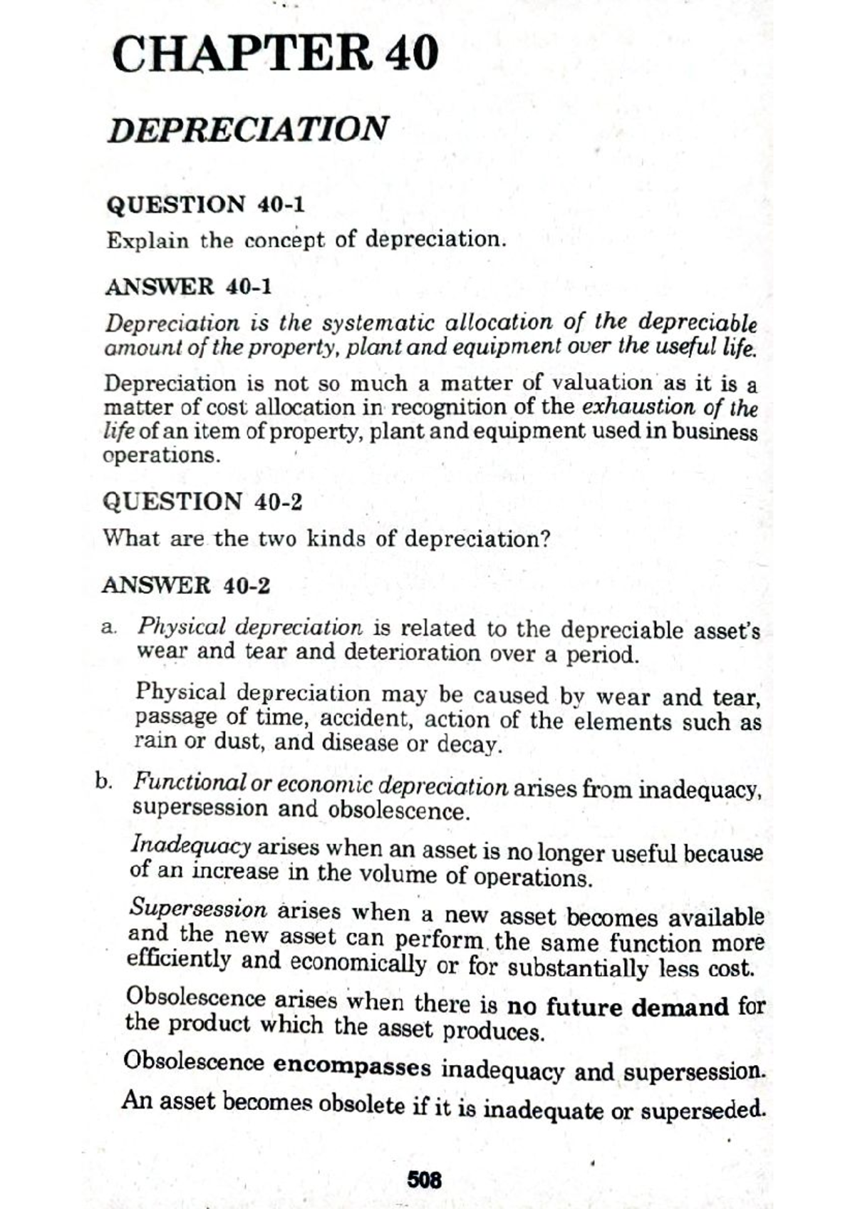 Depreciation - test - CHAPTER 40 DEPRECIATION QUESTION Explain the ...