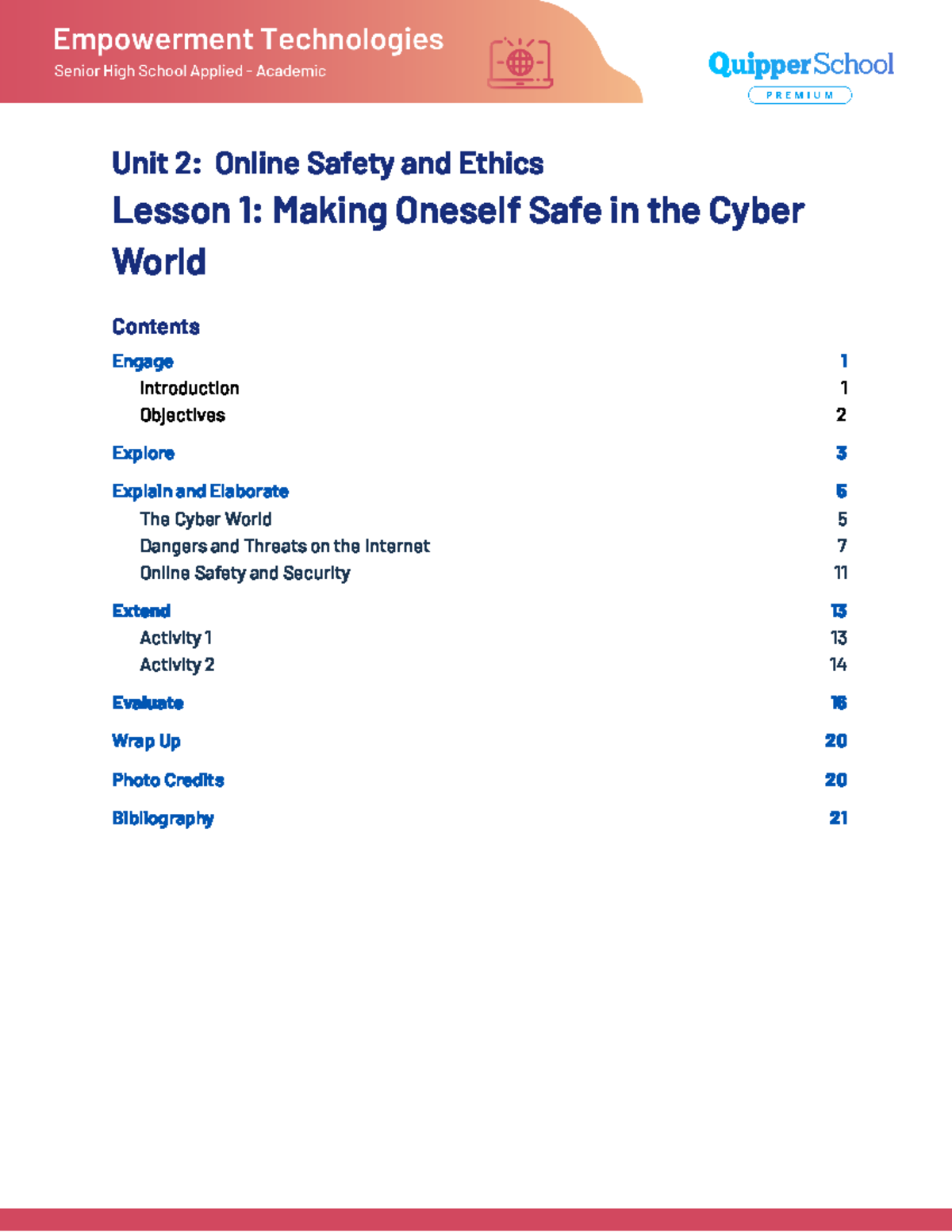 SG UNIT 2 L1 - ICT - Unit 2: Online Safety and Ethics Lesson 1: Making ...