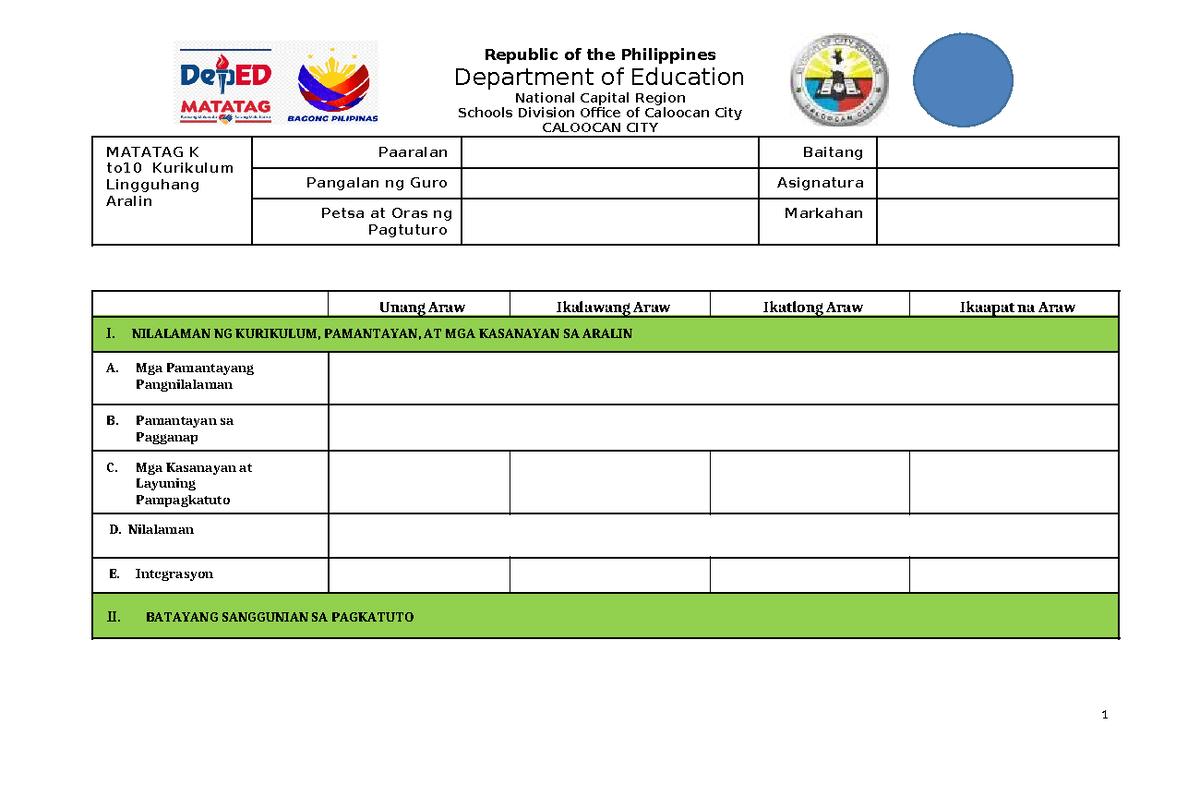 Filipino-7-Lesson-Plan-Template-Approved - Republic of the Philippines ...