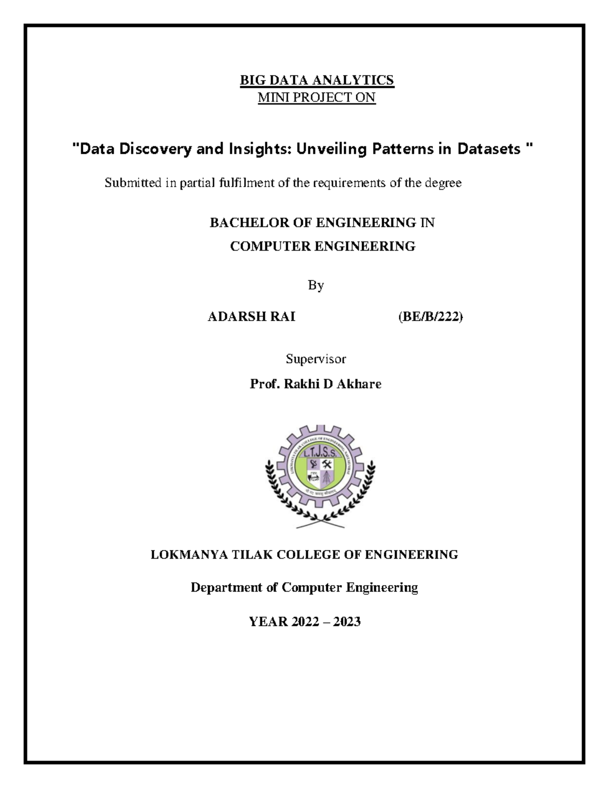 BDA Mini Project: Data Discovery & Insights via EDA Techniques - Studocu