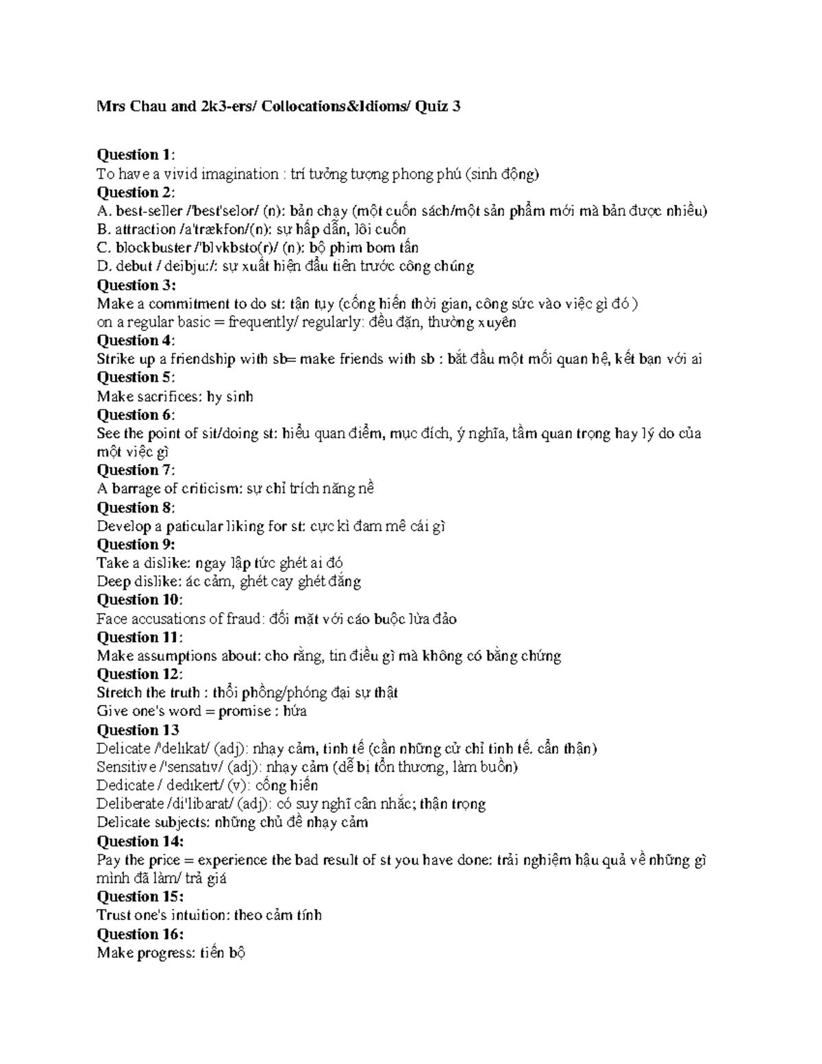 Collocations& Idioms PART3pdf - Mrs Chau and 2k3-ers/ Collocations ...