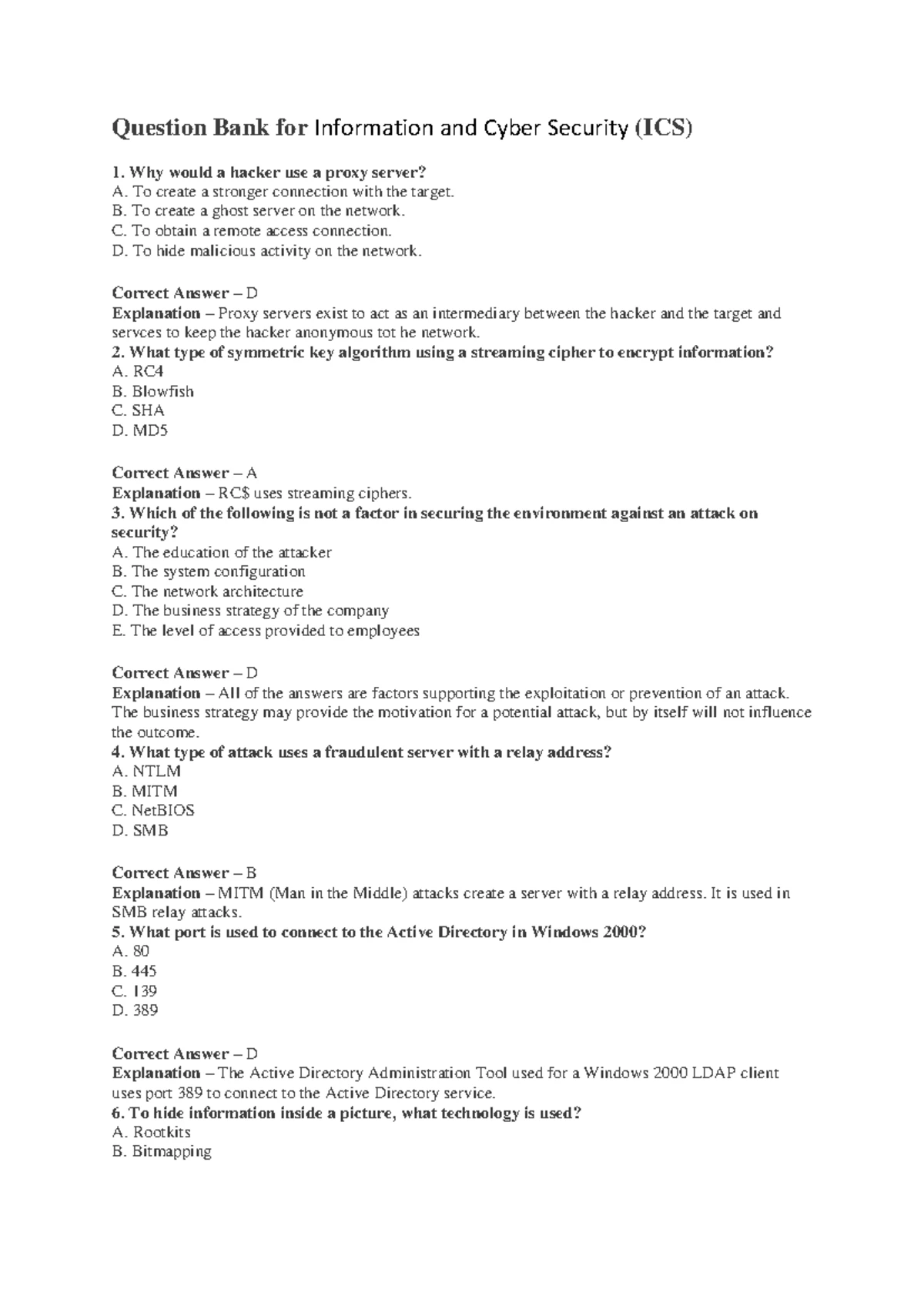 MCQ Questions on Cyber Security - CAP920 Cyber Security Awareness MCQ ...
