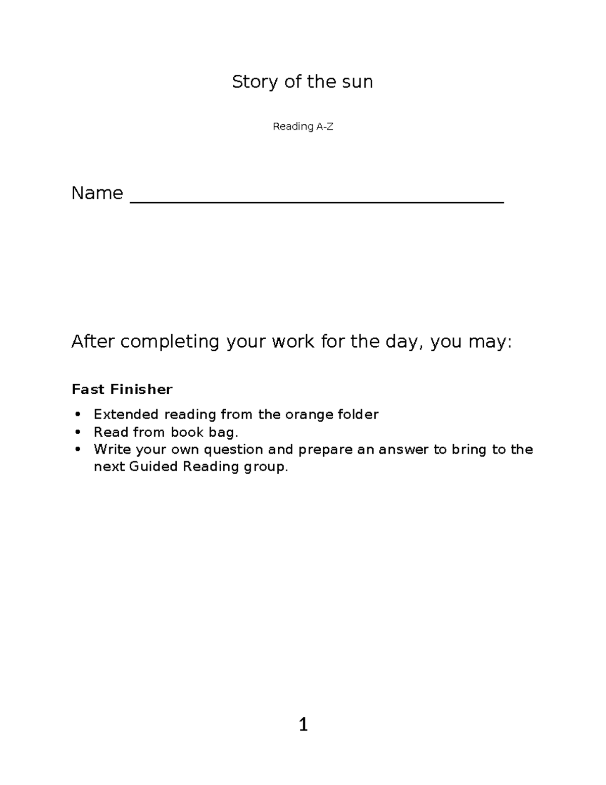 E106: Story of the Sun - Guided Reading Questions & Activities - Studocu