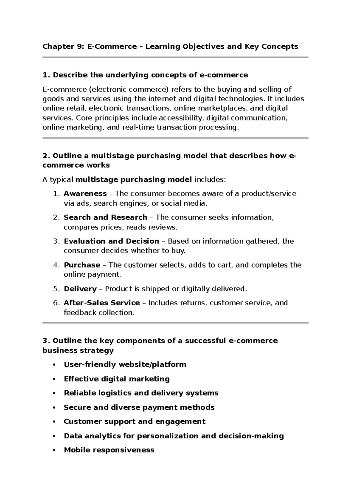 E-Commerce Tutorial: Key Concepts & Learning Objectives (Chapter 9) - Studocu