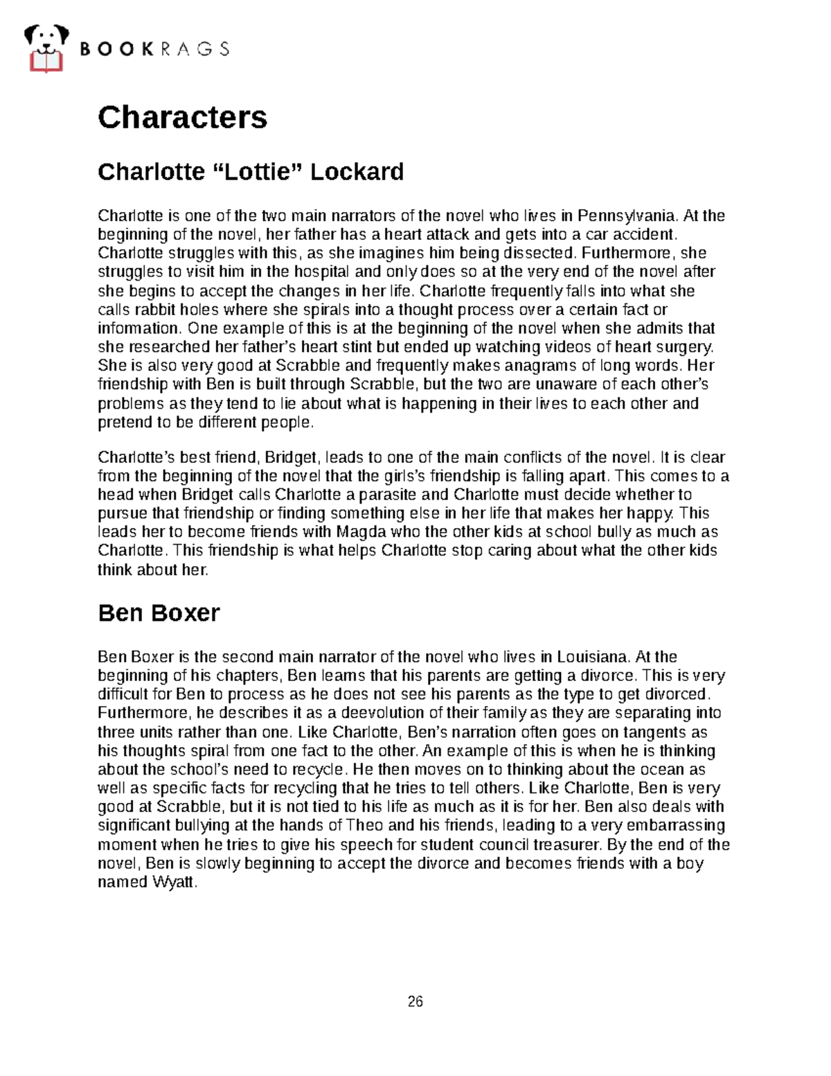 You Go First Study Guide: Character Analysis of Charlotte & Ben - Studocu