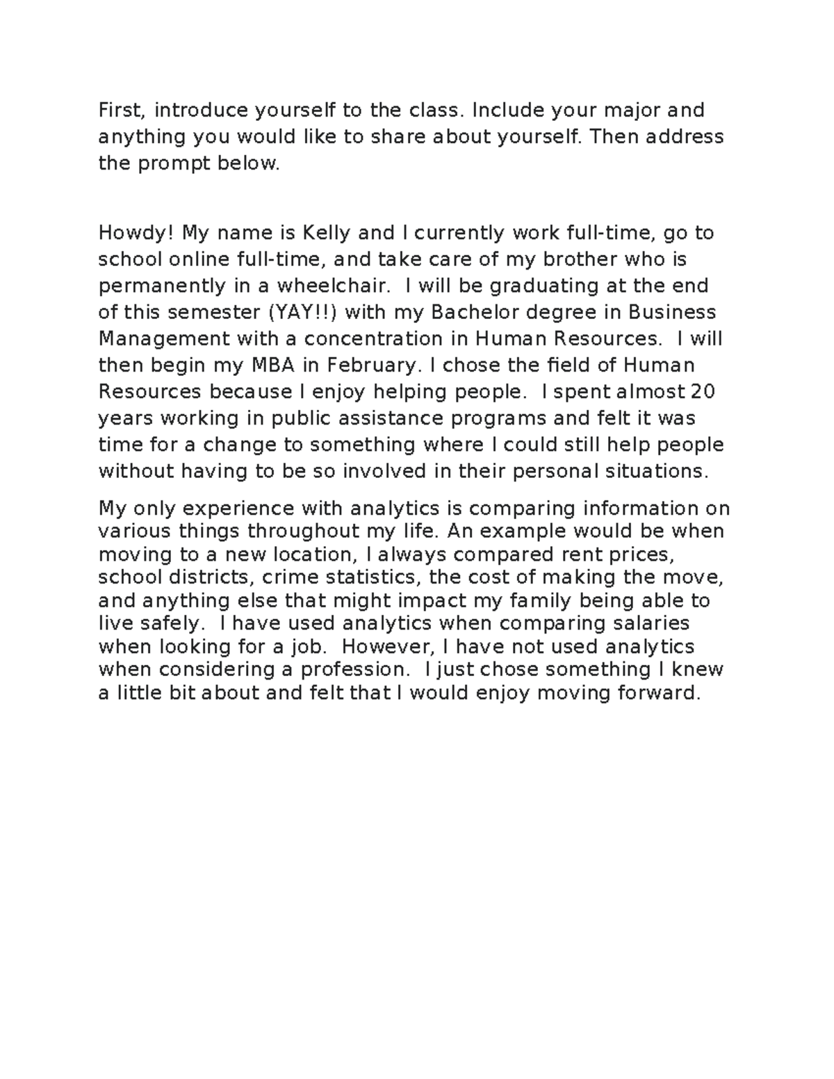 HRM 360 Module 1 Discussion: Introducing Myself and My Journey - Studocu