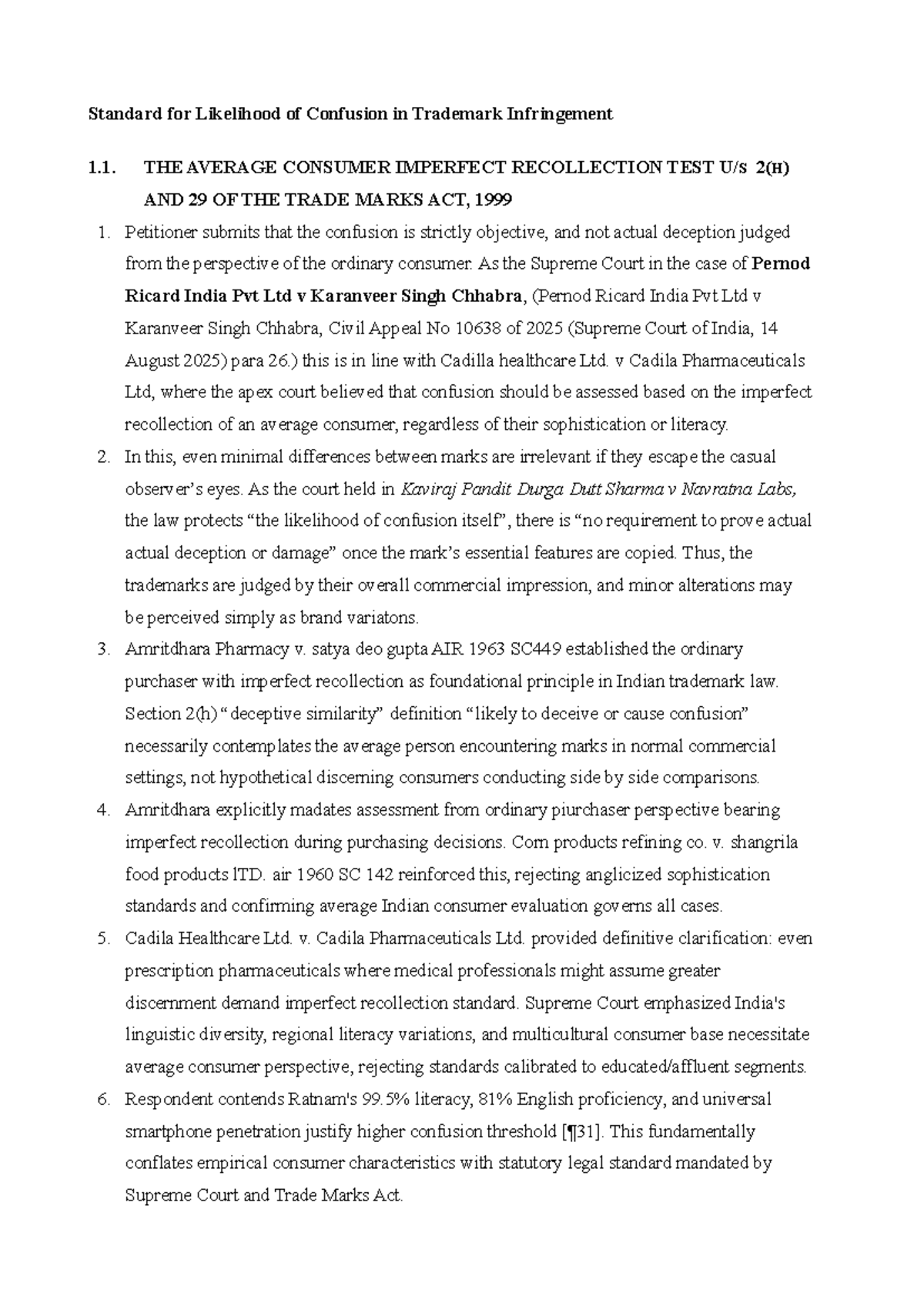 Trademark Infringement & Likelihood of Confusion: A Legal Analysis (1.1 ...