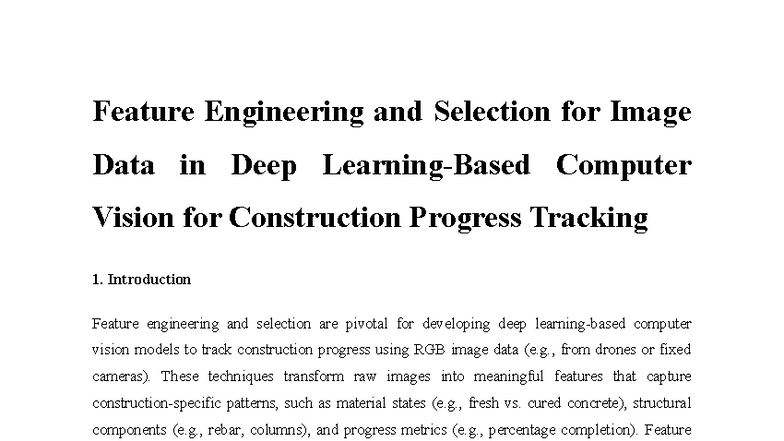 Feature Engineering & Selection for Image Data in Deep Learning - Studocu