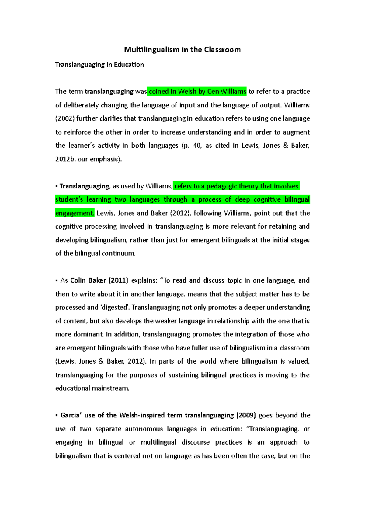 Multilingualism in the Classroom - Multilingualism in the Classroom ...