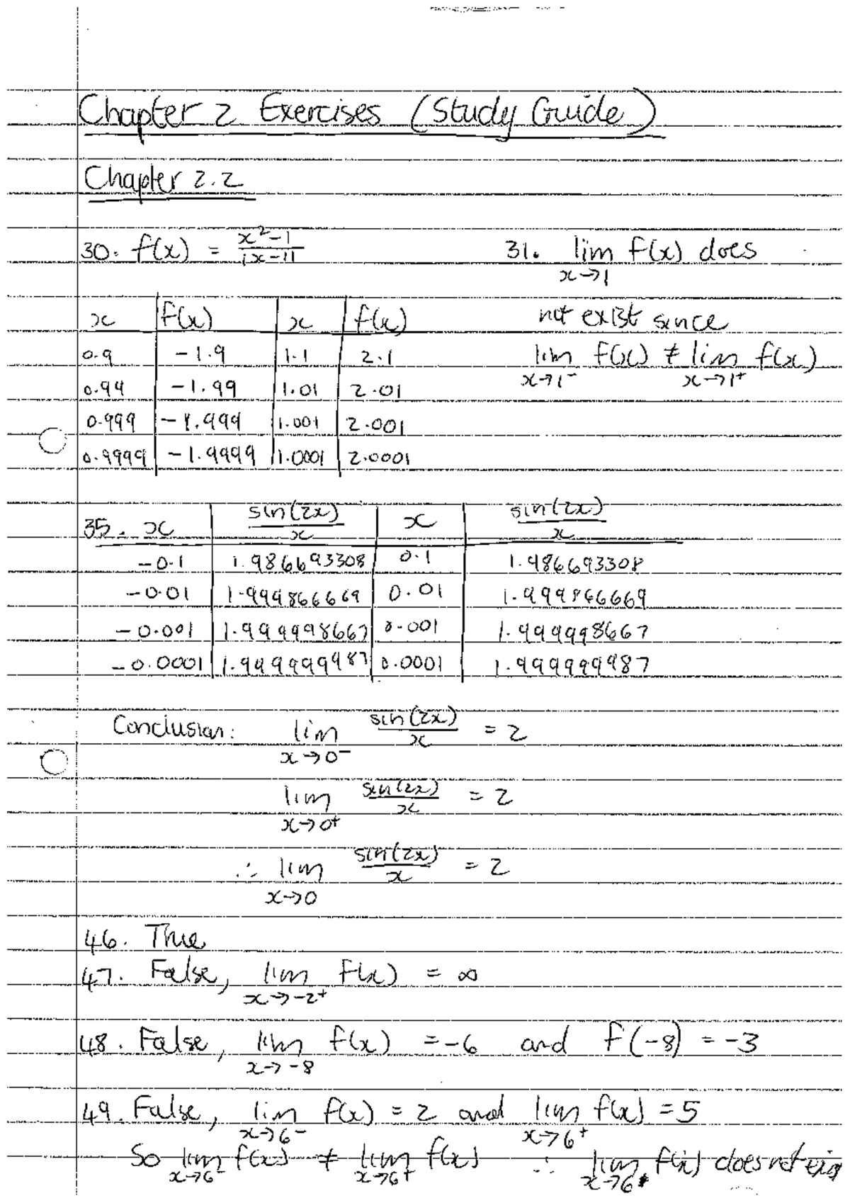 MATH 101: Chapter 2 Exercises Solutions (2.2-2.3) - Studocu