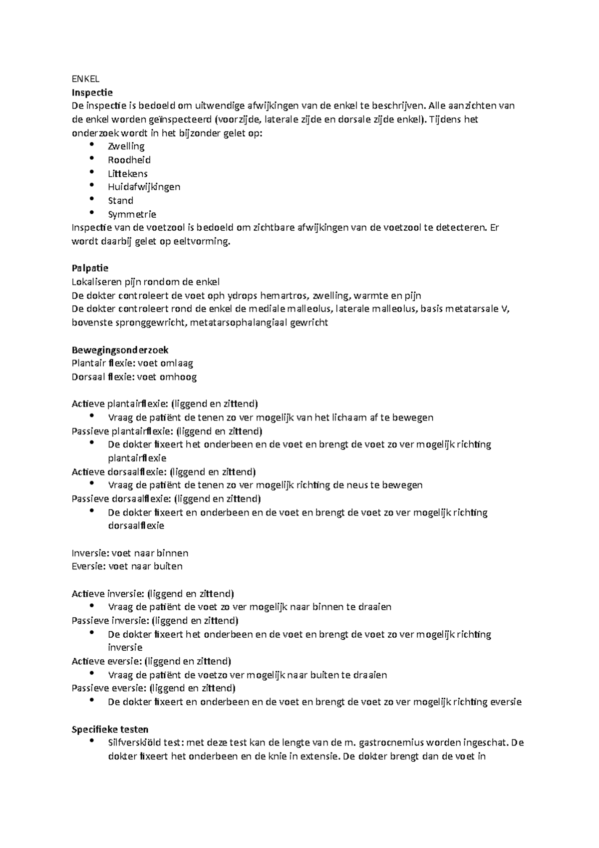 Functieonderzoek van de Enkel: Inspectie, Palpatie en ...