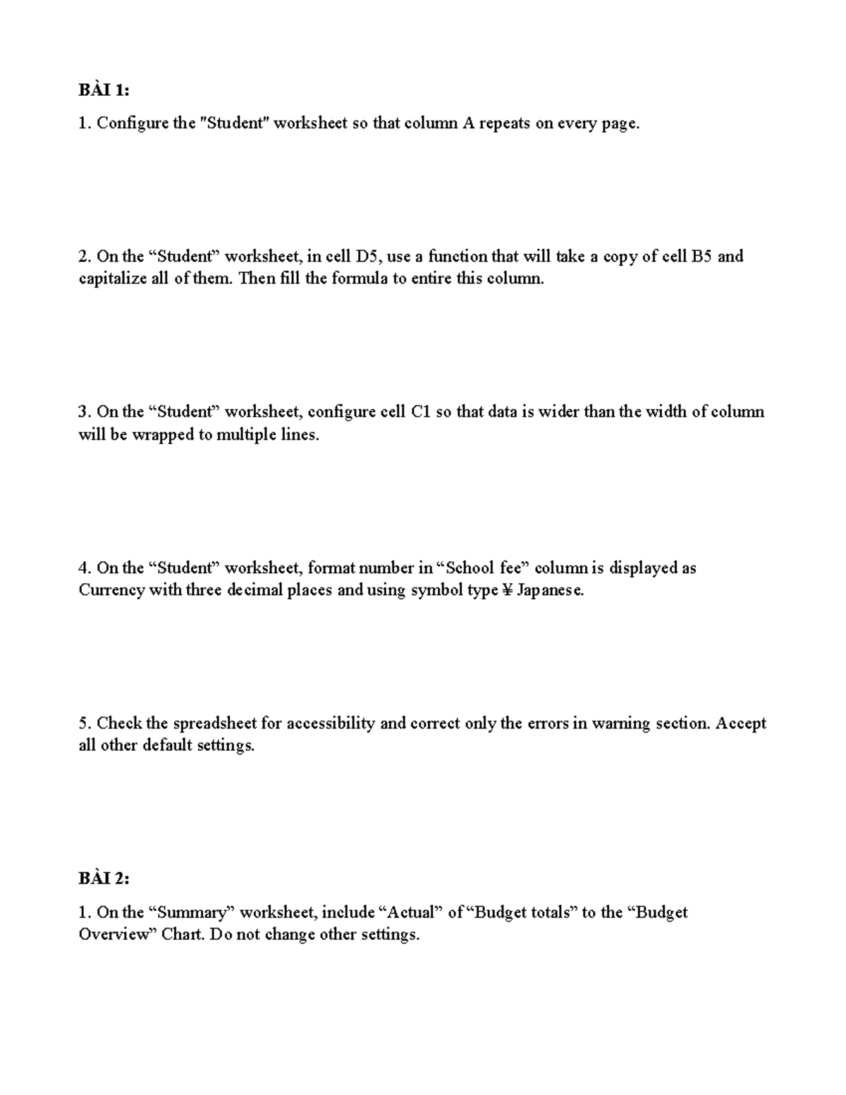 MOS Excel 2 - Comprehensive Guidelines for Worksheets and Functions ...