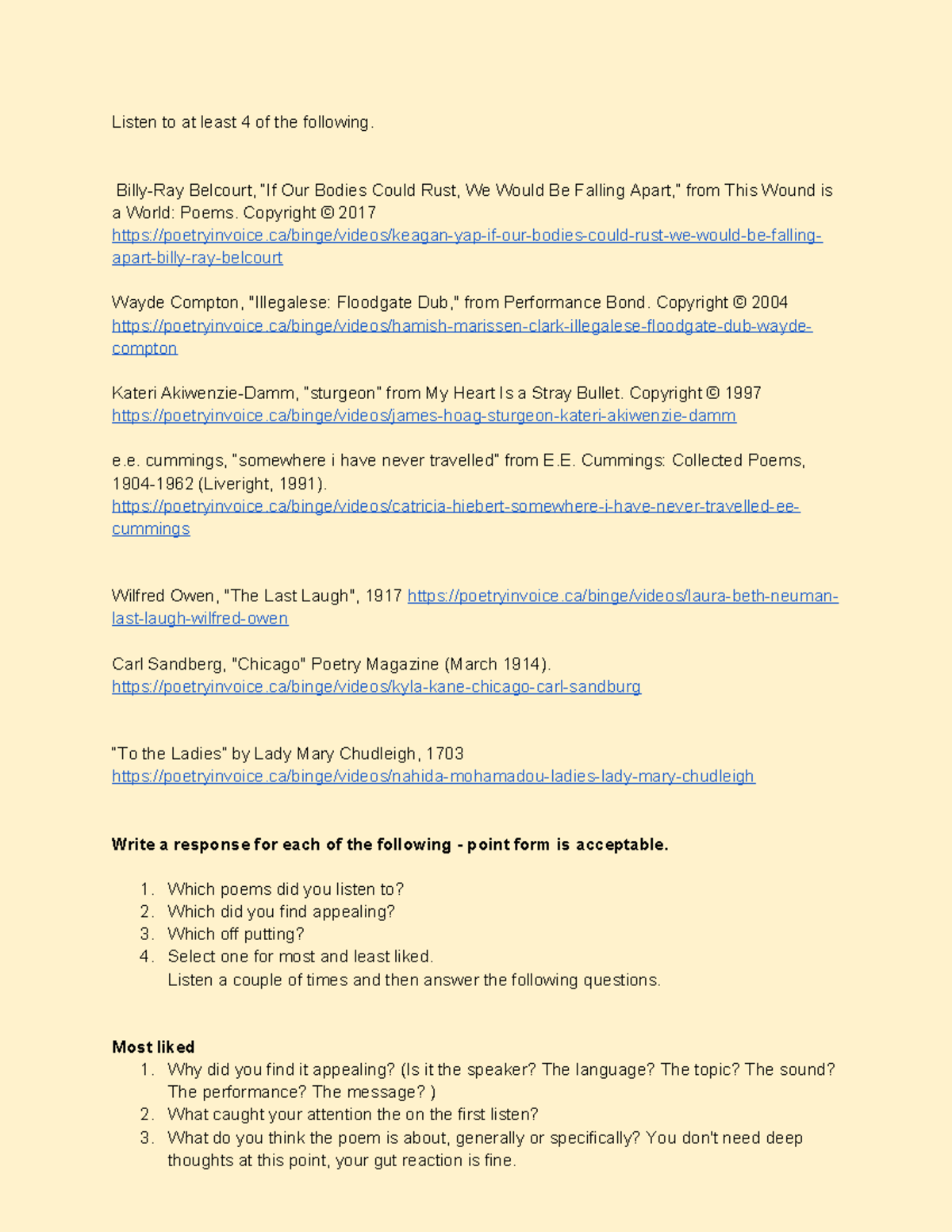 Poetry Analysis Response - Exploring Selected Works - Studocu