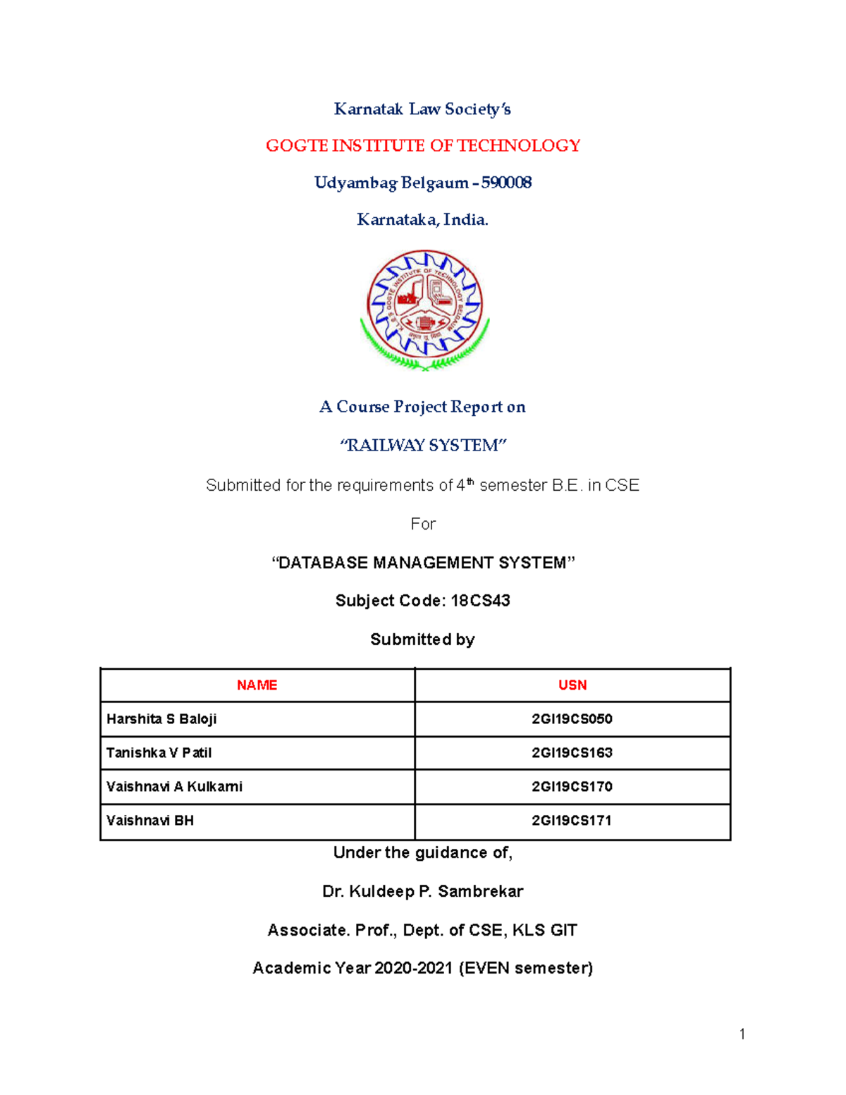 "DBMS Project on Railway System - 18CS - 4th Sem B.E. CSE" - Studocu