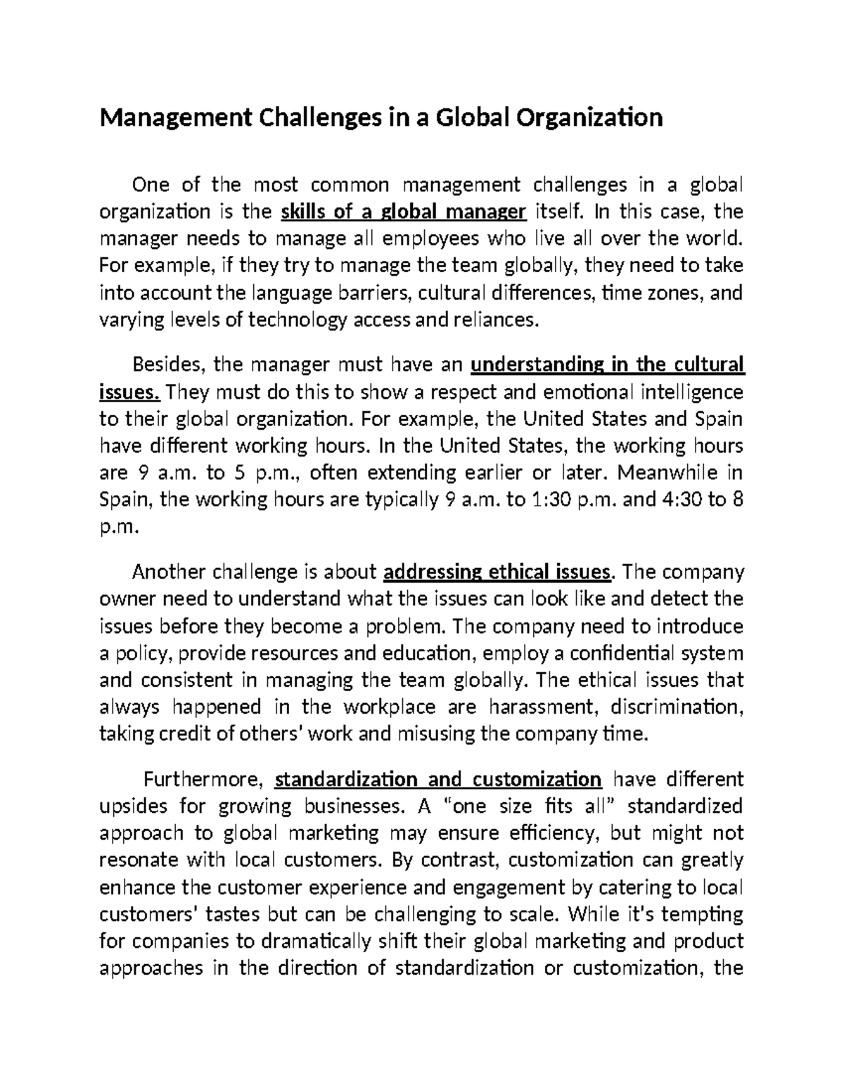 Management Challenges in Global Organizations: Key Issues and Solutions ...