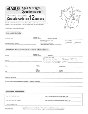 ASQ-12mo-Spanish - ASQ NIÑOS 12 MESES - a ASQ3 Ages Stages ...