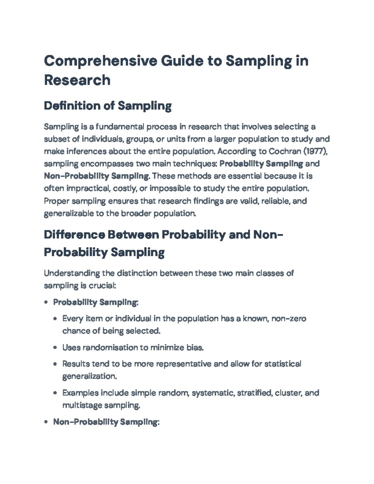 Comprehensive Overview of Sampling Methods in Research (RSC 101) - Studocu