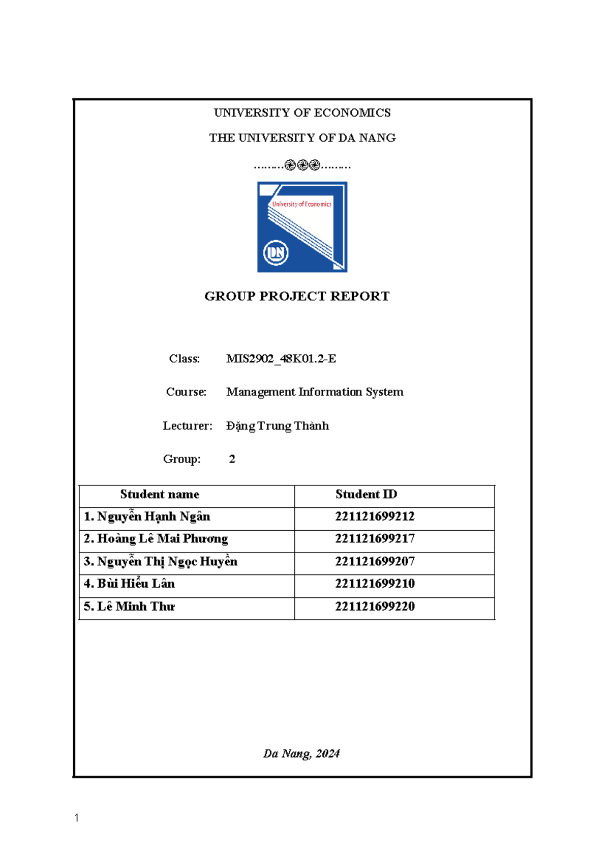 Group Project Report: ERP Implementation and SCM at Vinamilk - MIS2902 ...