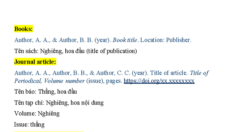 Books: Citation Formats for Articles and Chapters - Studocu