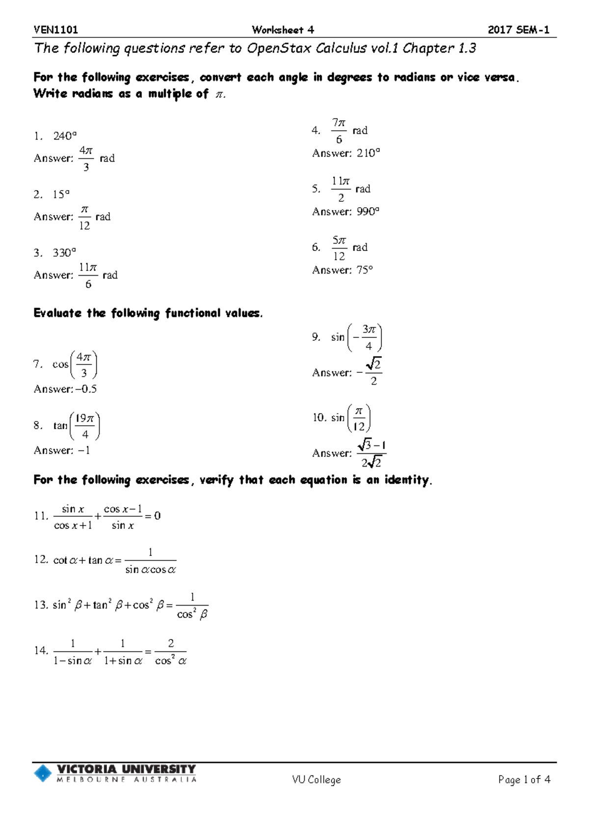 Worksheet 04 with answers - The following questions refer to OpenStax ...