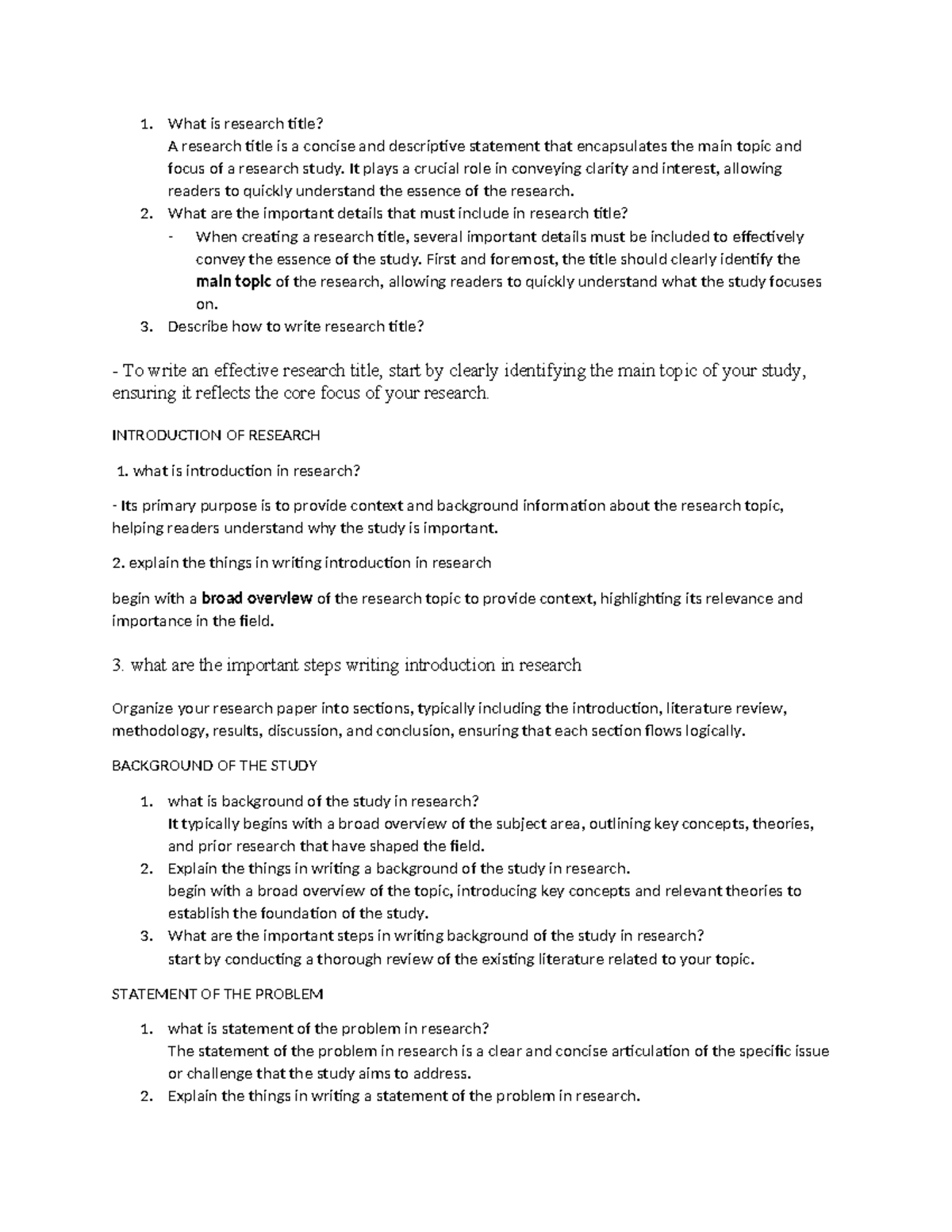 Raprap - INFORMATIVE - 1. What is research title? A research title is a ...
