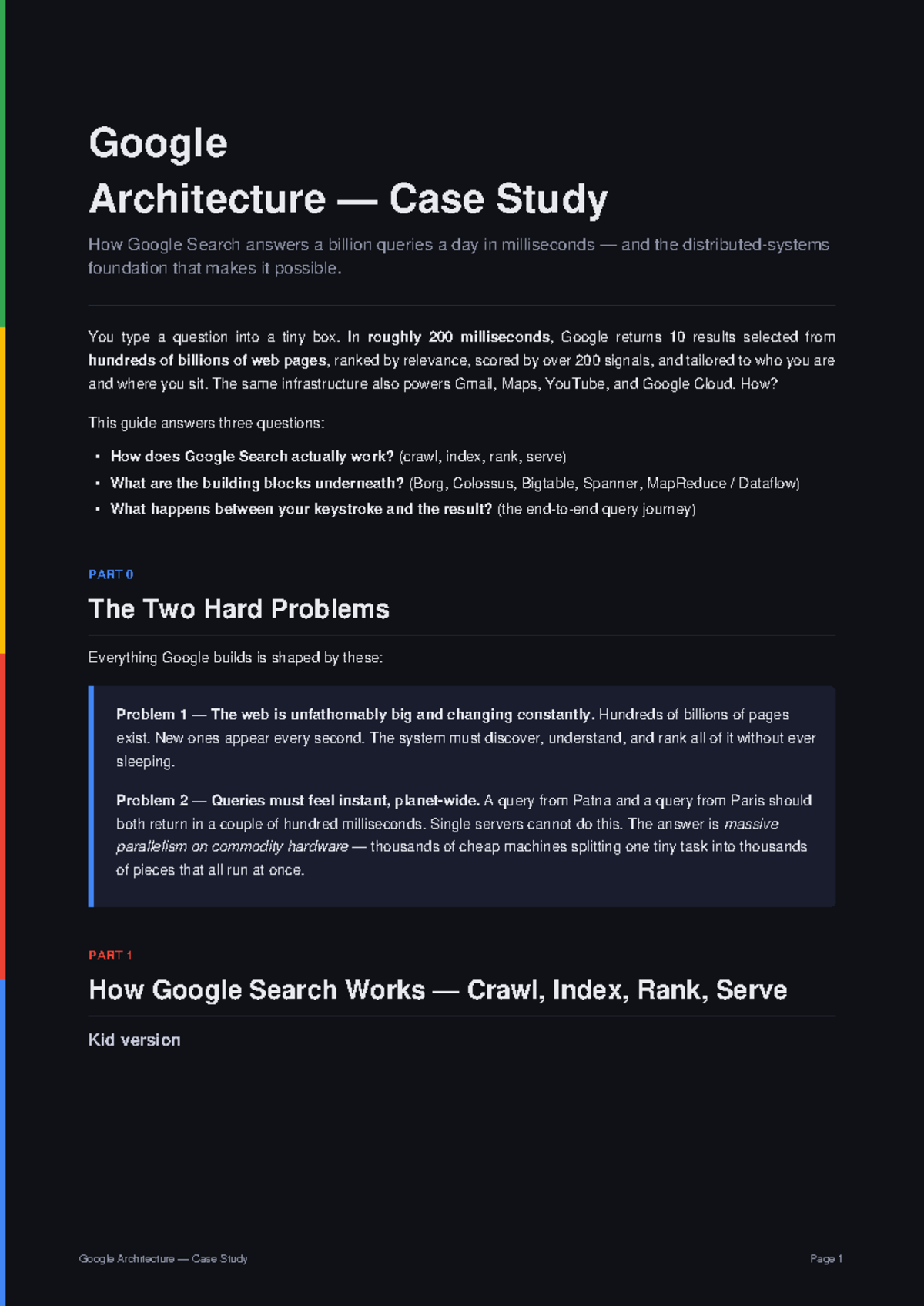 Google Architecture Case Study: Understanding Search Infrastructure and ...