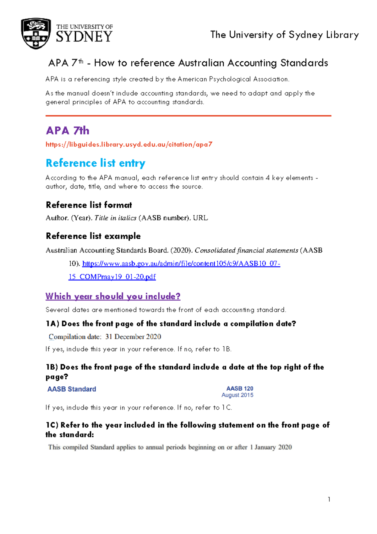 APA 7th Guide: Referencing Australian Accounting Standards - Studocu
