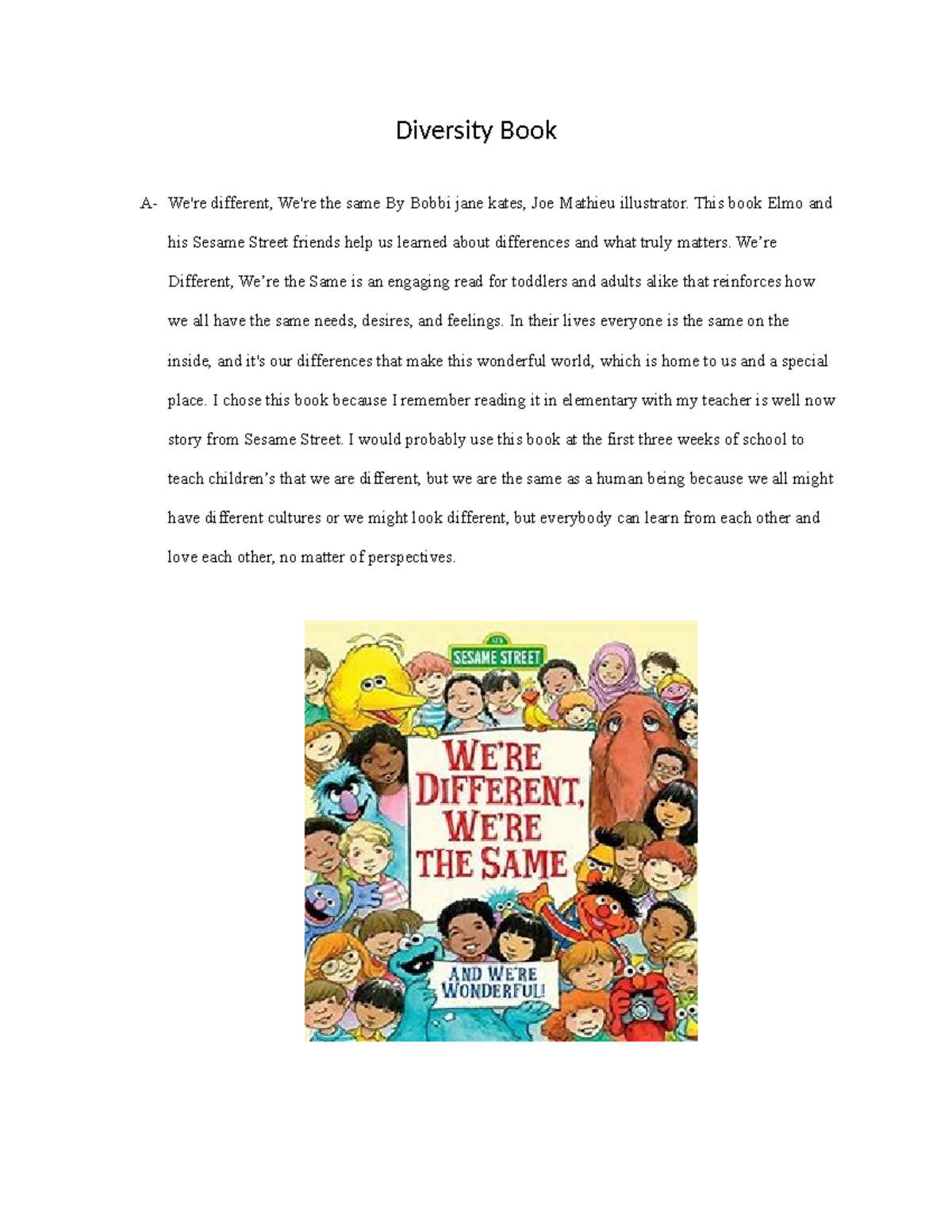 Diversity book - Great book to read in class - Diversity Book A- We're ...