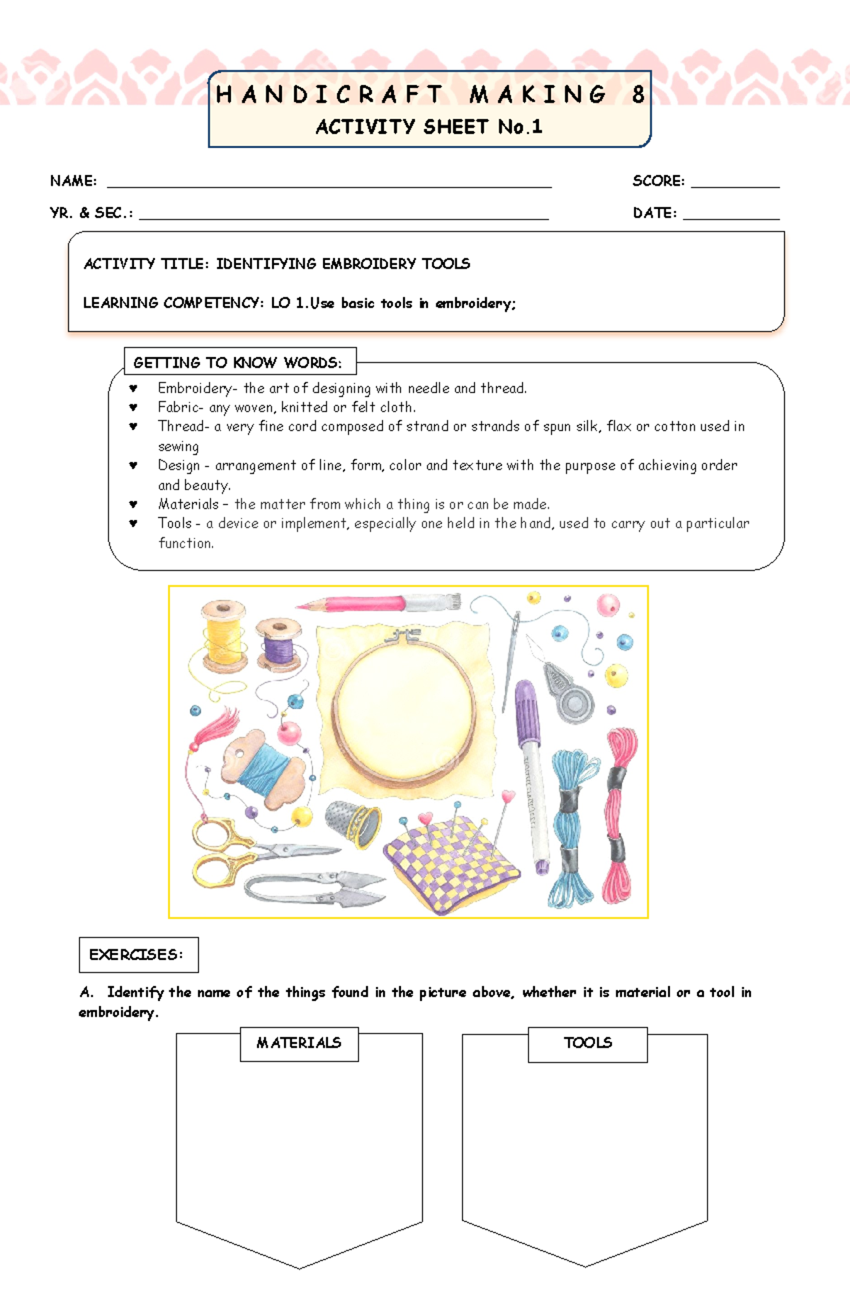 LAS Handicraft 8 #1 - learning sheets - H A N D I C R A F T M A K I N G ...