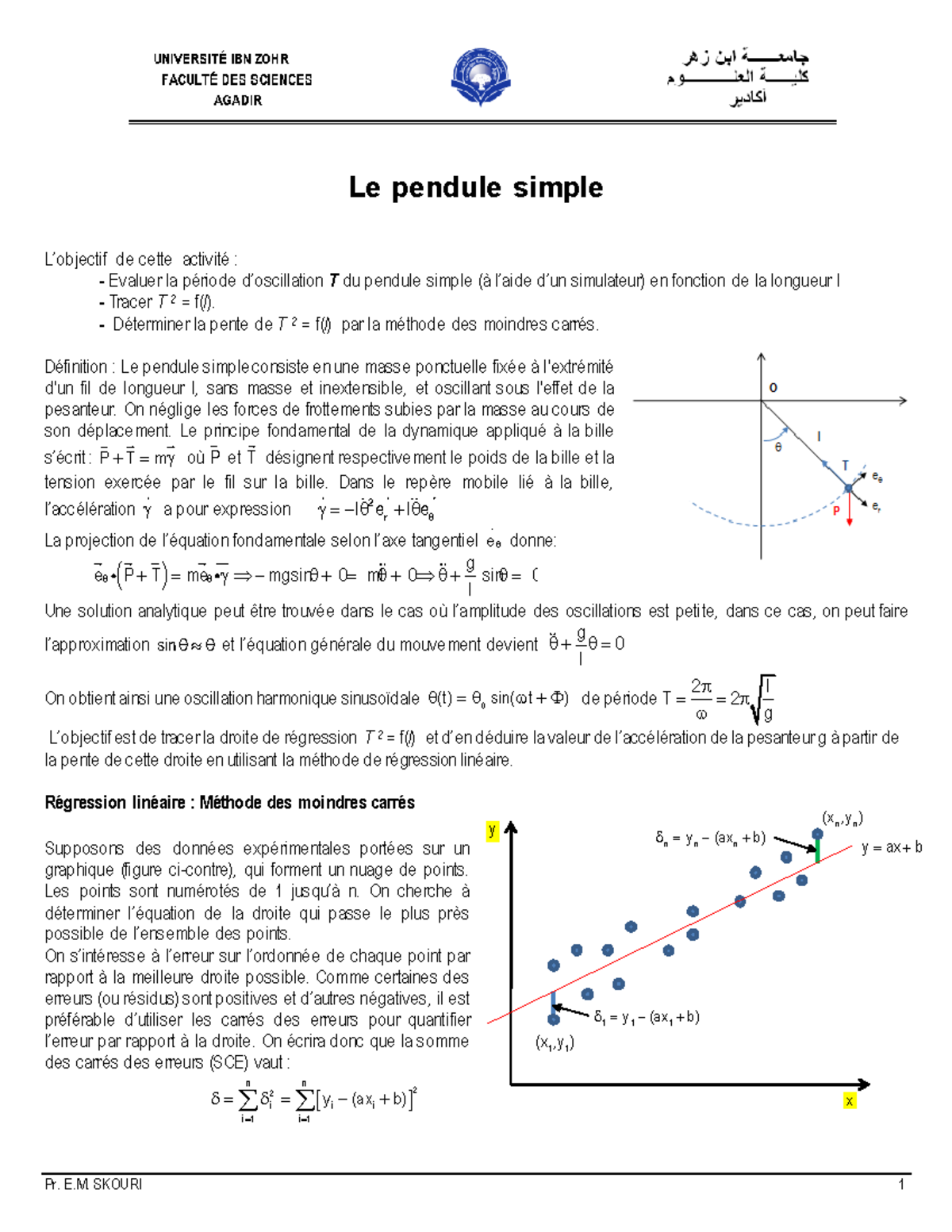 TP Pendule simple S1 - TRAVAUX PRATIQUES : Mécanique du point matériel - Le pendule simple - Studocu