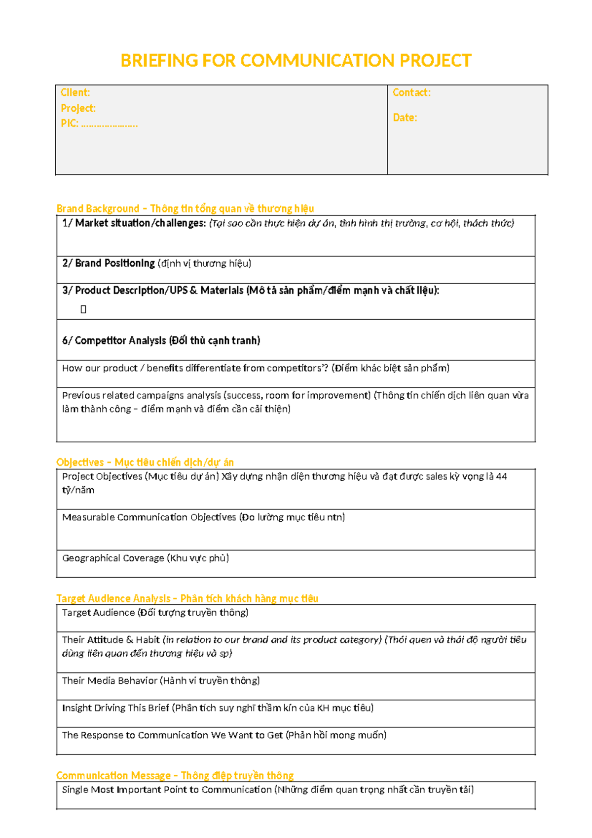 Communication Brief 2023-2 - BRIEFING FOR COMMUNICATION PROJECT Client ...