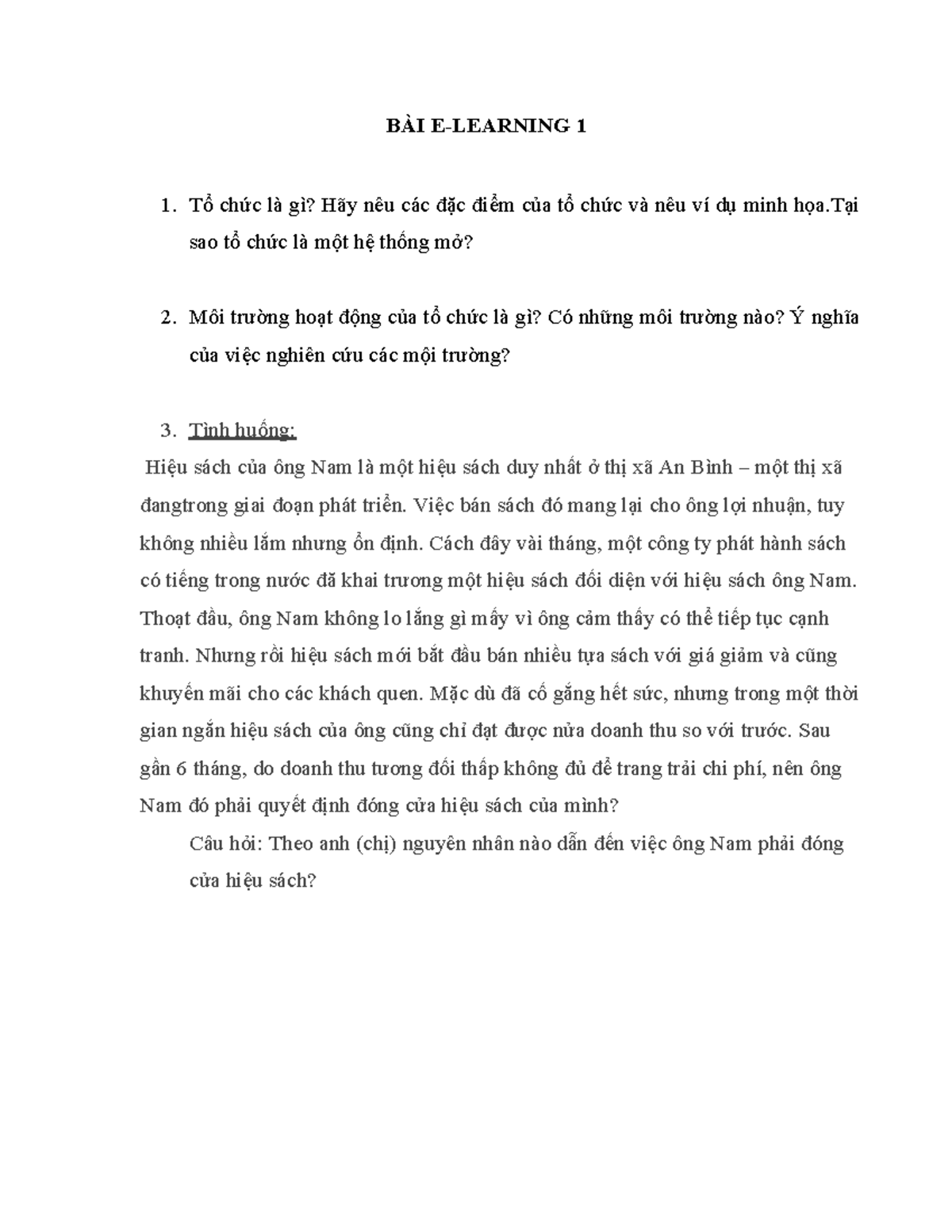 BÀI 1: Tổ Chức và Môi Trường Hoạt Động - Phân Tích Tình Huống Ông Nam ...