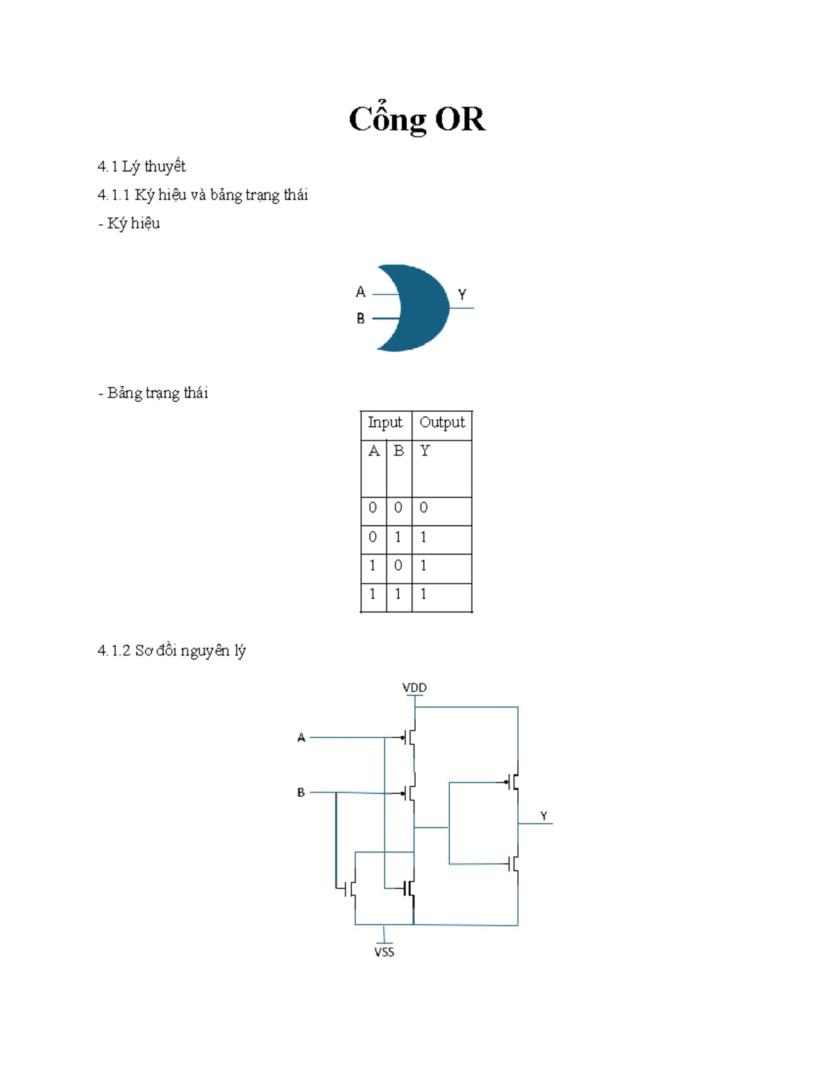 Cổng OR: Lý thuyết, Mô phỏng và Thời gian Truyền Tín hiệu - Studocu